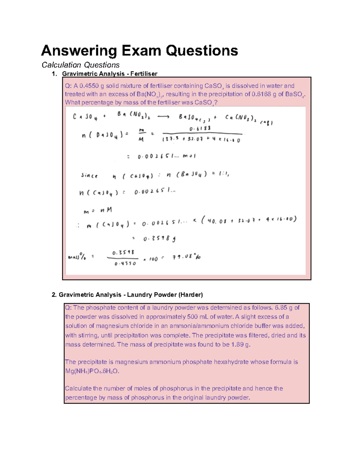 CHE MOD 8 - Applying Chemical Ideas - Answering Exam Questions ...