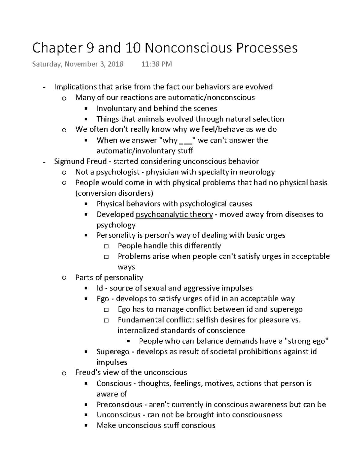 Chapter 9 and 10 Nonconscious Processes - Chapter 9 and 10 Nonconscious ...