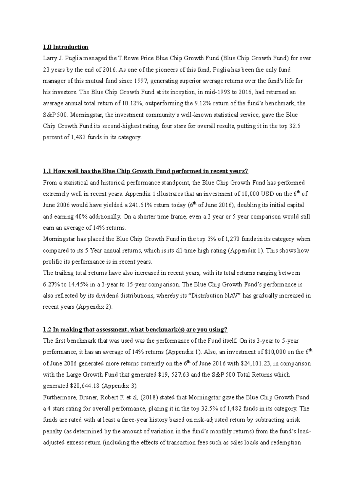 Case study latest - 1 Introduction Larry J. Puglia managed the T Price ...