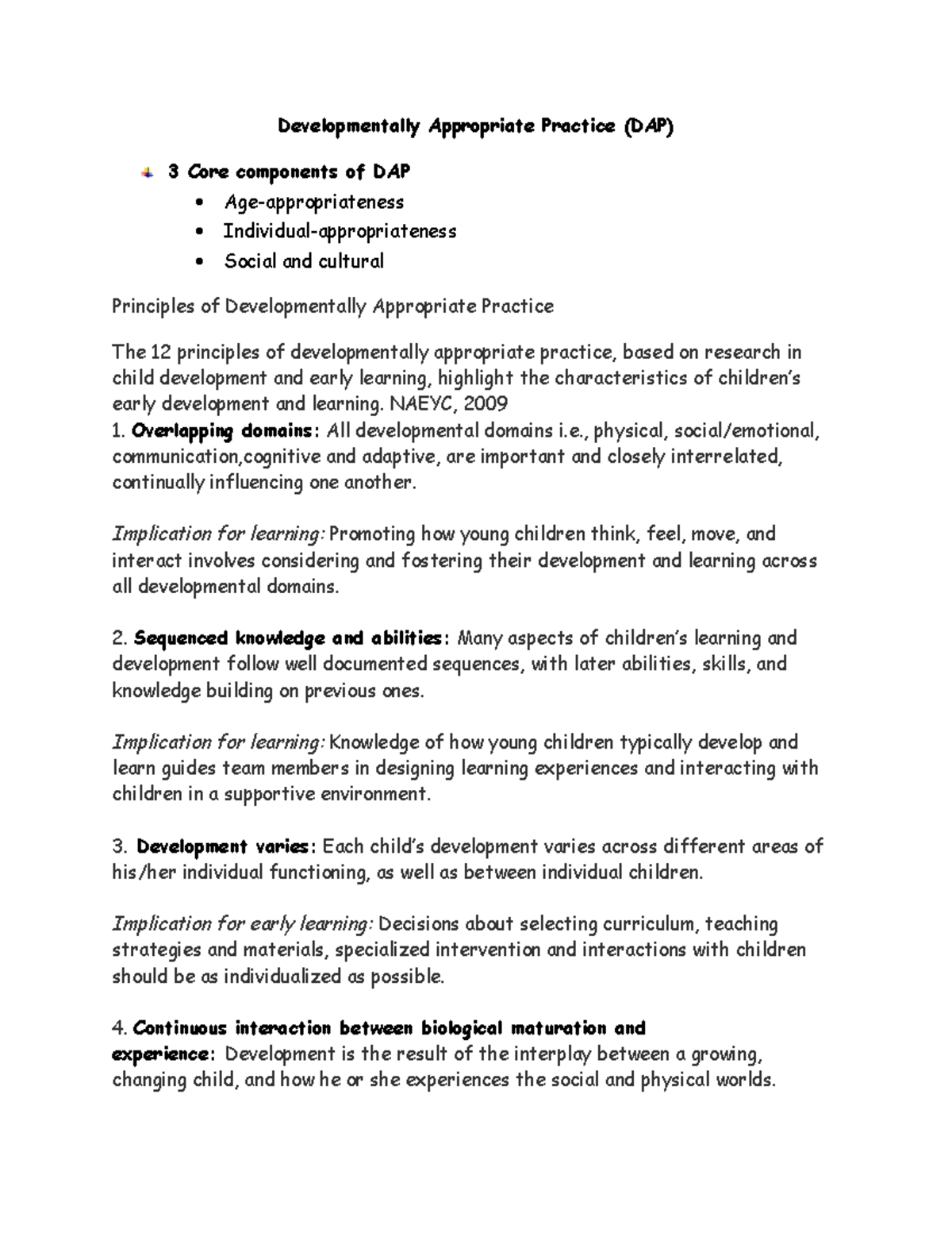 Developmentally Appropriate Practice - NAEYC, 2009 Overlapping domains ...