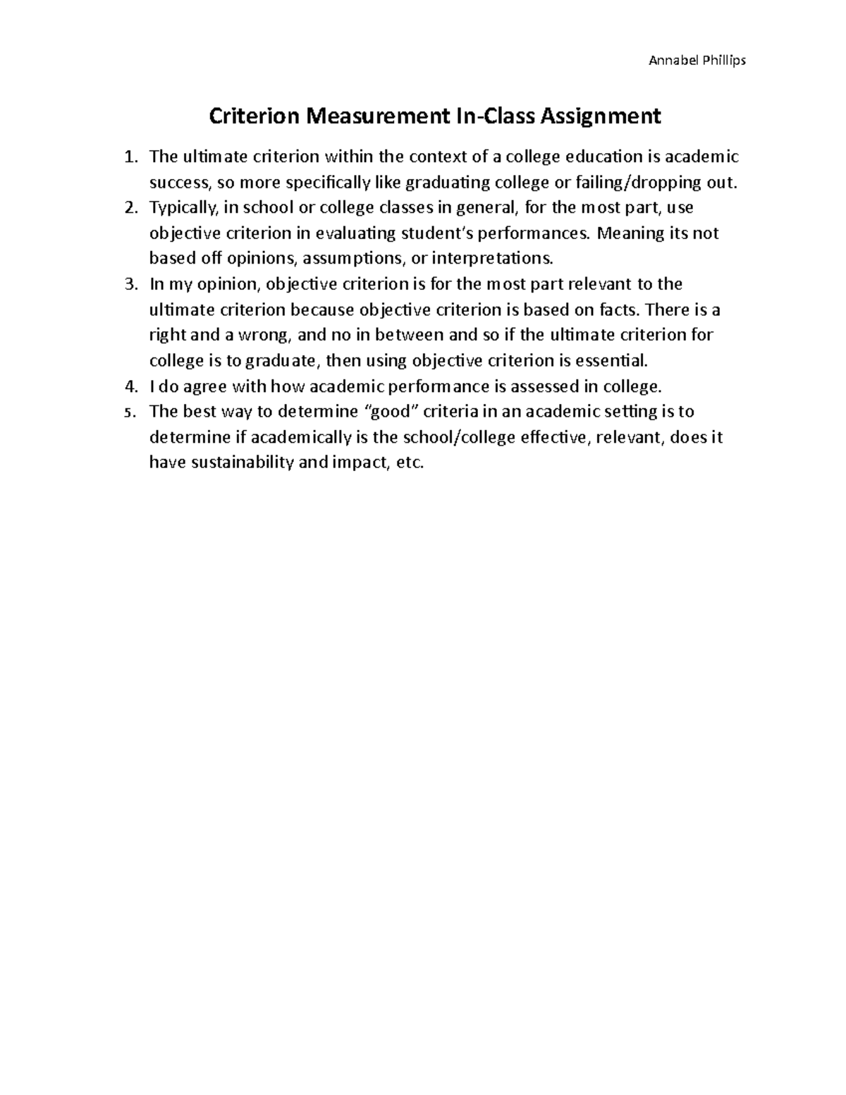 Criterion Measurement In - Annabel Phillips Criterion Measurement In ...