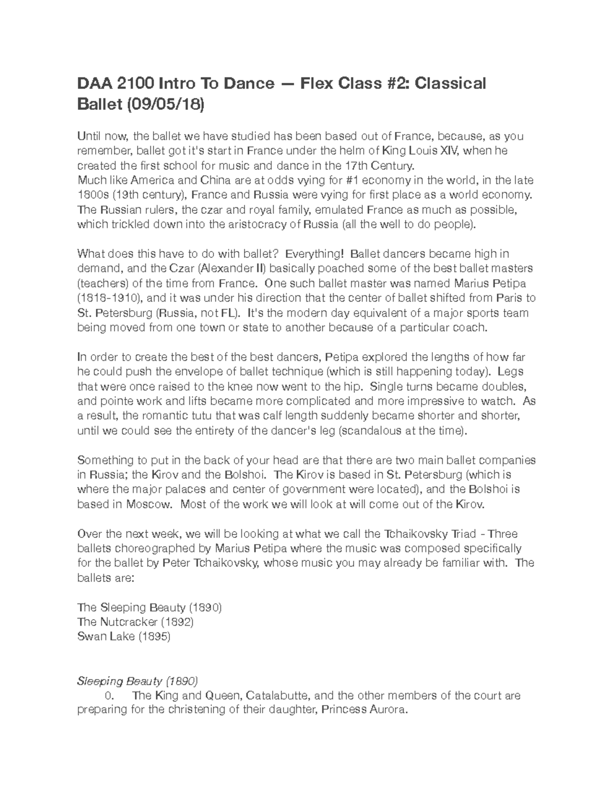 Unit 2: Classical Ballet - DAA 2100 Intro To Dance — Flex Class #2 ...