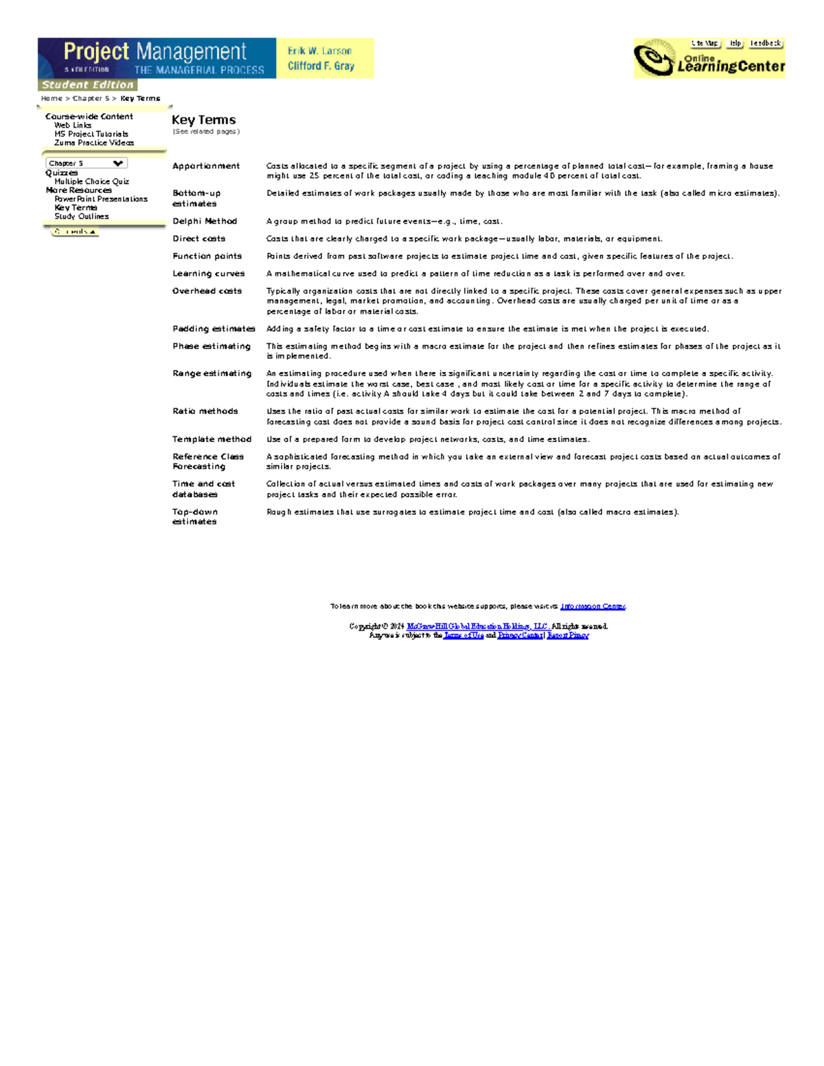 Key terms merged - Summary Project Management: the Managerial Process ...