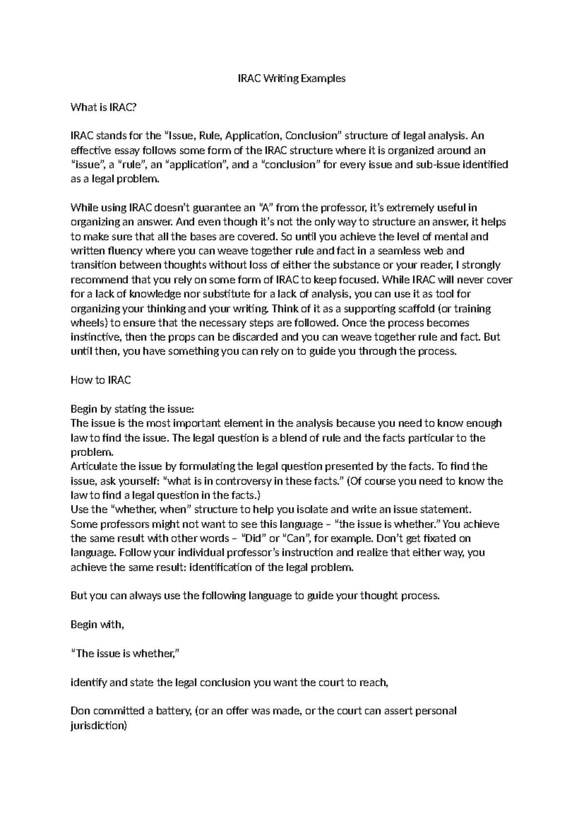 Irac Writing Irac Format Irac Writing Examples What Is Irac Irac