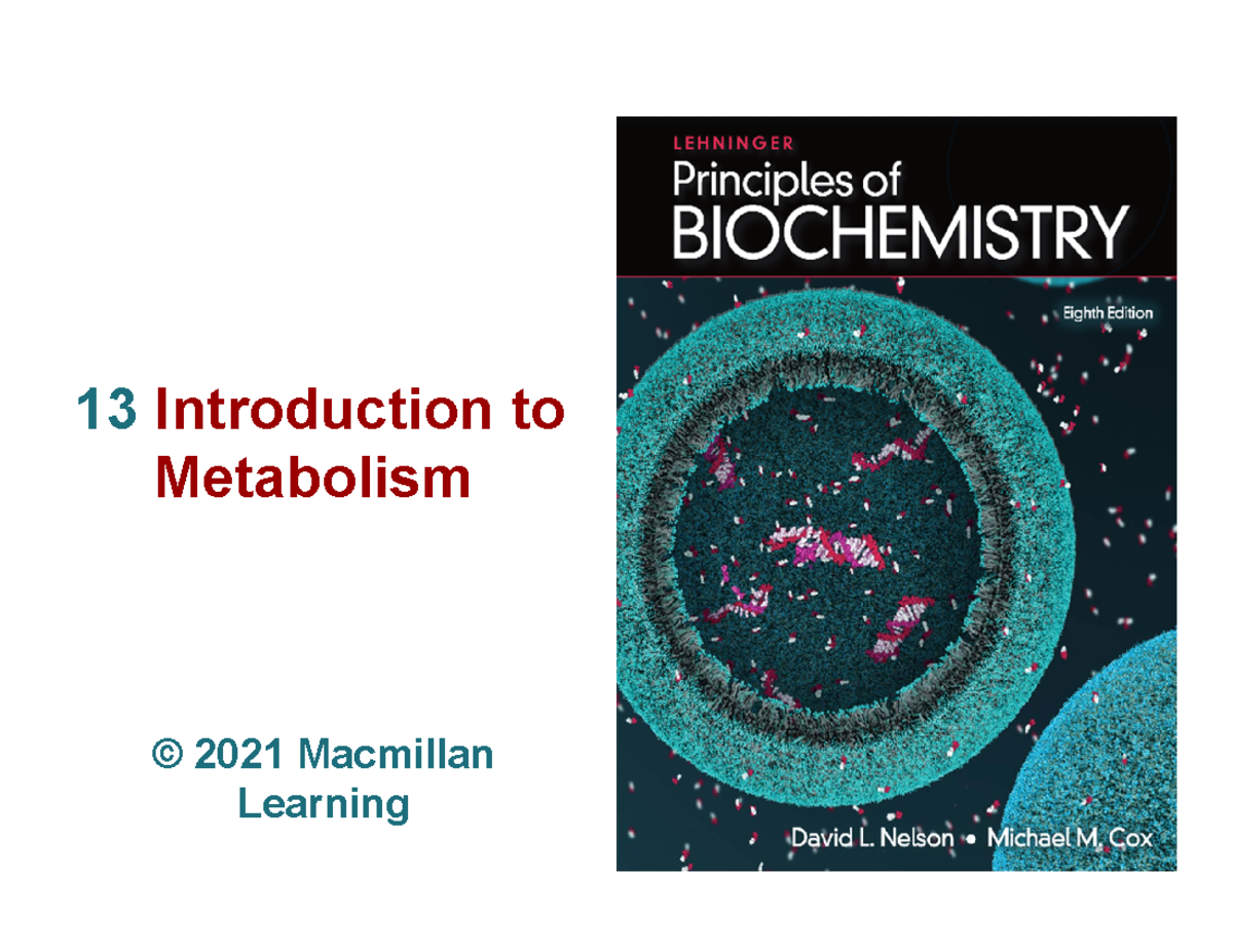 Chapter 1 BIOL 350 - lecture notes - 13 Introduction to Metabolism ...