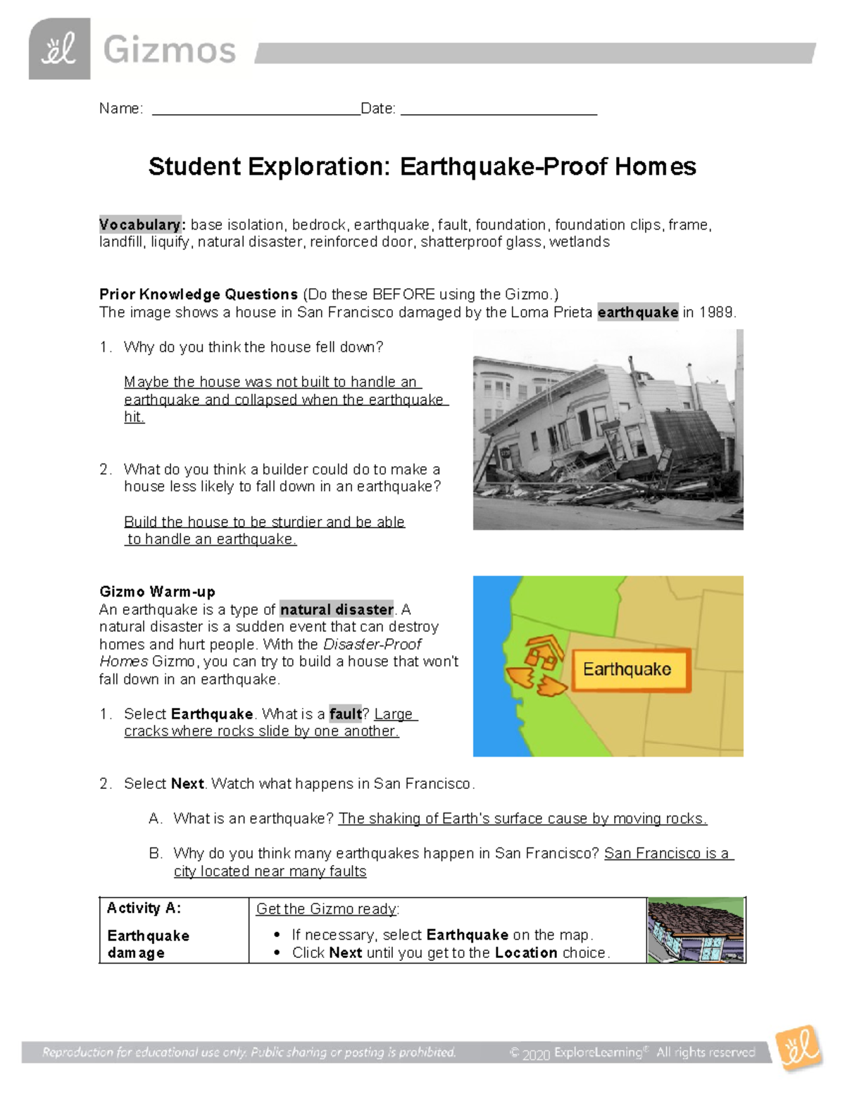 Earthquake Proof Homes Homes SE - Name: Date: Student Exploration ...