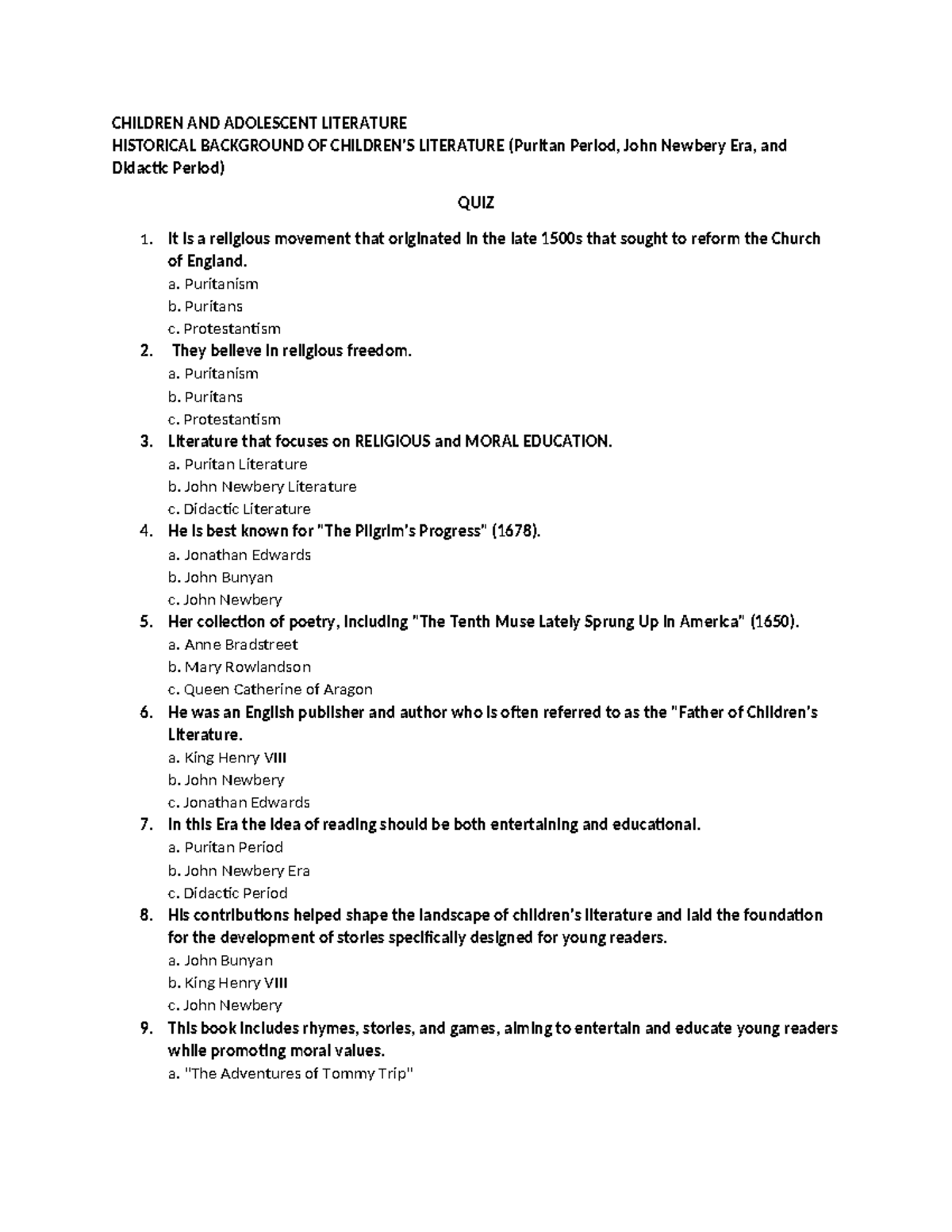 Children AND Adolescent Literature - CHILDREN AND ADOLESCENT LITERATURE ...