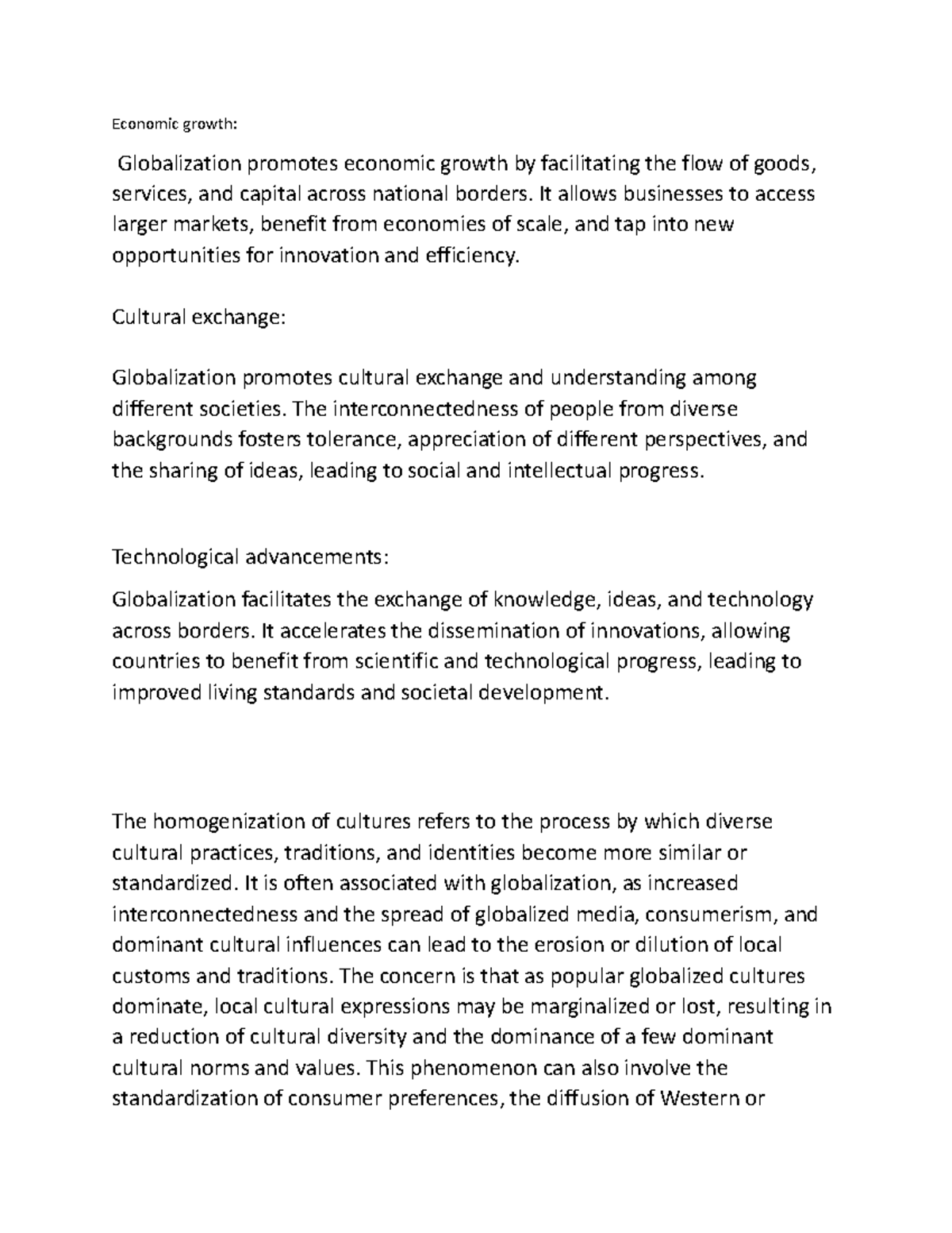 Economic growth - 2wqeqwewq - Economic growth: Globalization promotes ...