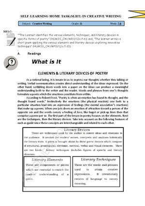 Creative Writing Quarter 3 – Module 1: Creative Writing Defined ...