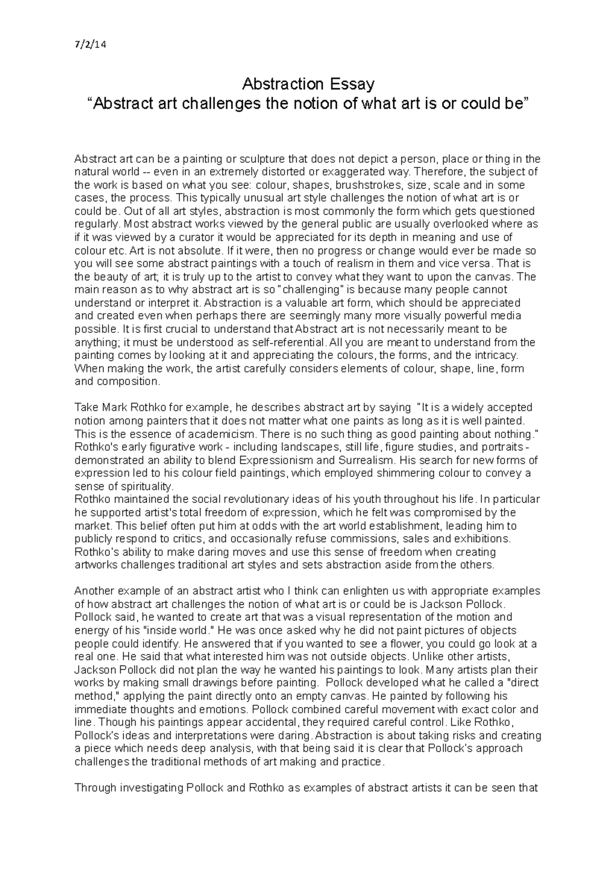 Courses arts visual 1475818295 2014 Visual Arts Assessment Task - 7/2 ...