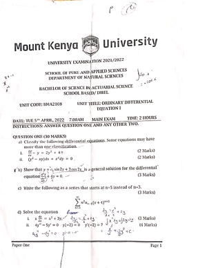 BMA2108 ODE I Lecture 3 - Ode 1 notes - BMA2108: ORDINARY DIFFERENTIAL ...
