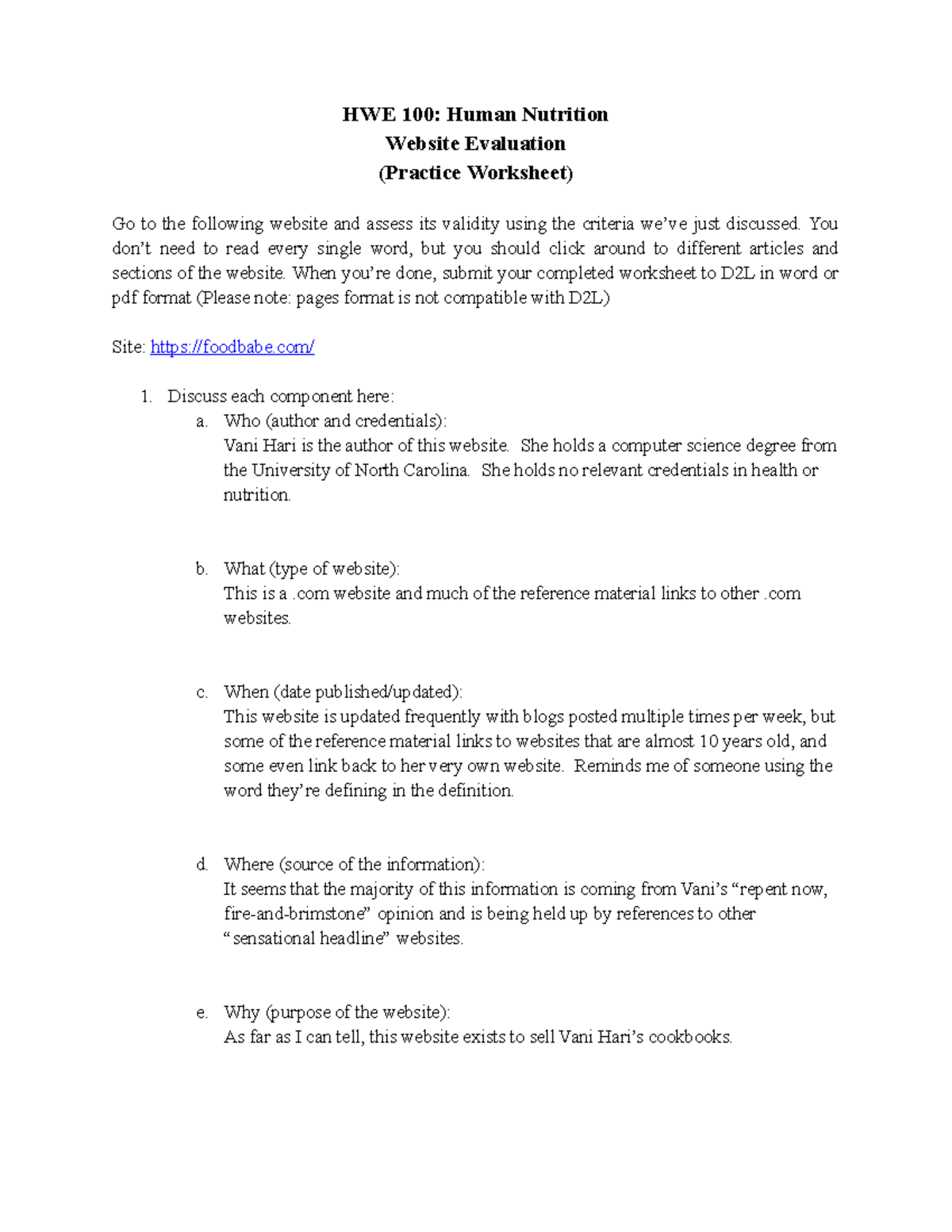 HWE 100 #0 Website Evaluation - Paul Gottshall - HWE 100: Human ...
