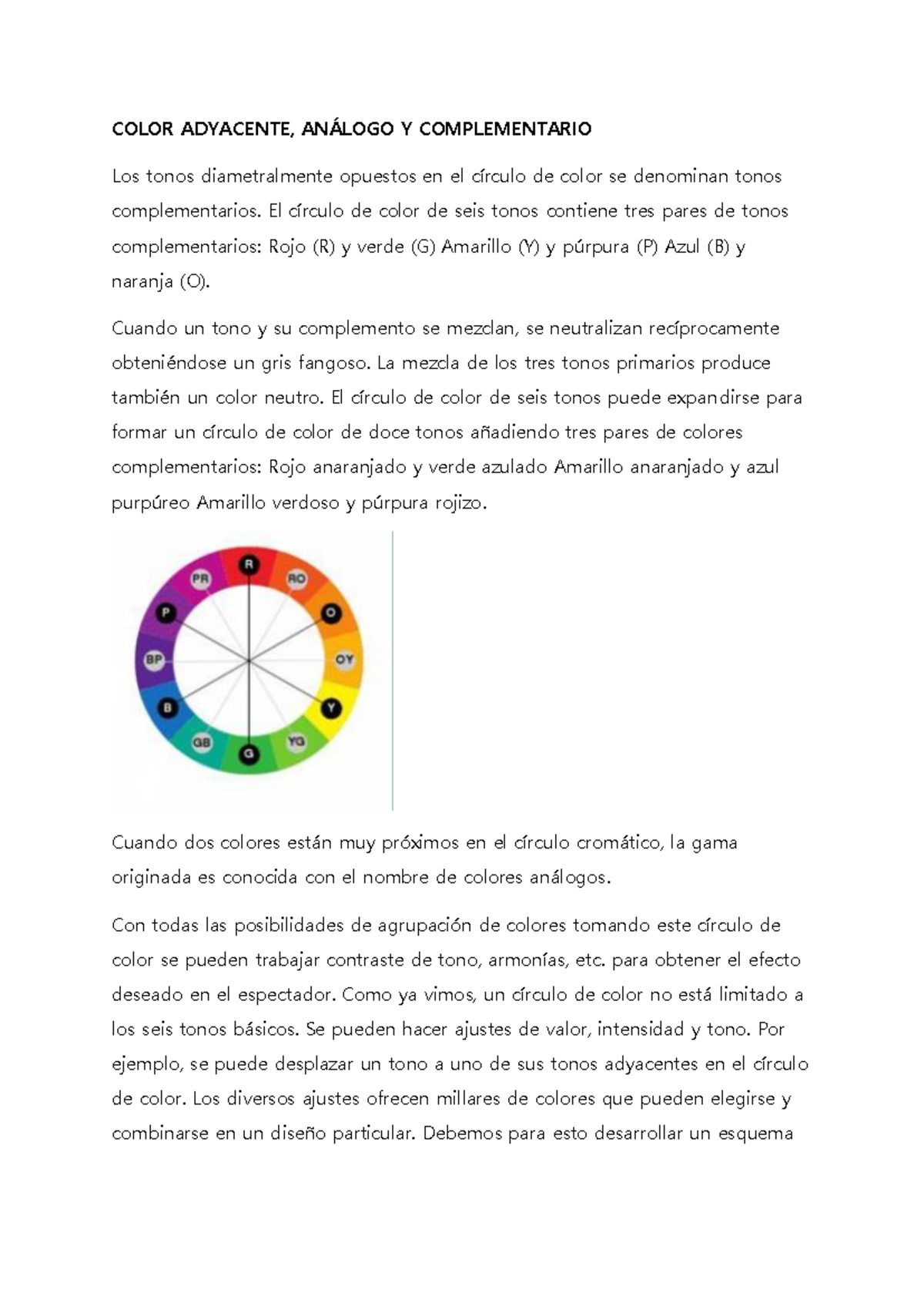 Color ADY Análogo Y Compl - Notas - COLOR ADYACENTE, ANÁLOGO Y ...