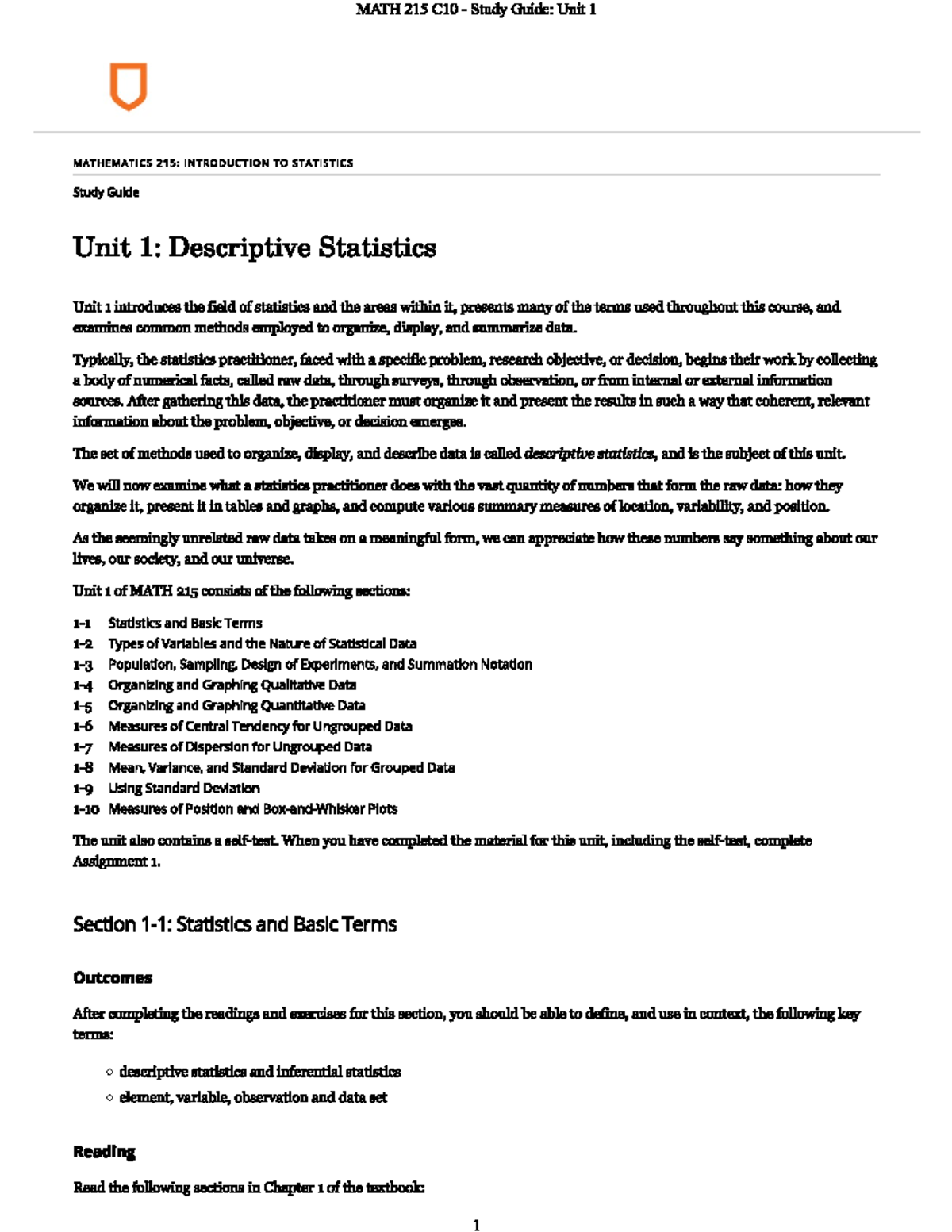 Stat 1 - Assignment 1 - Math 215 - Studocu