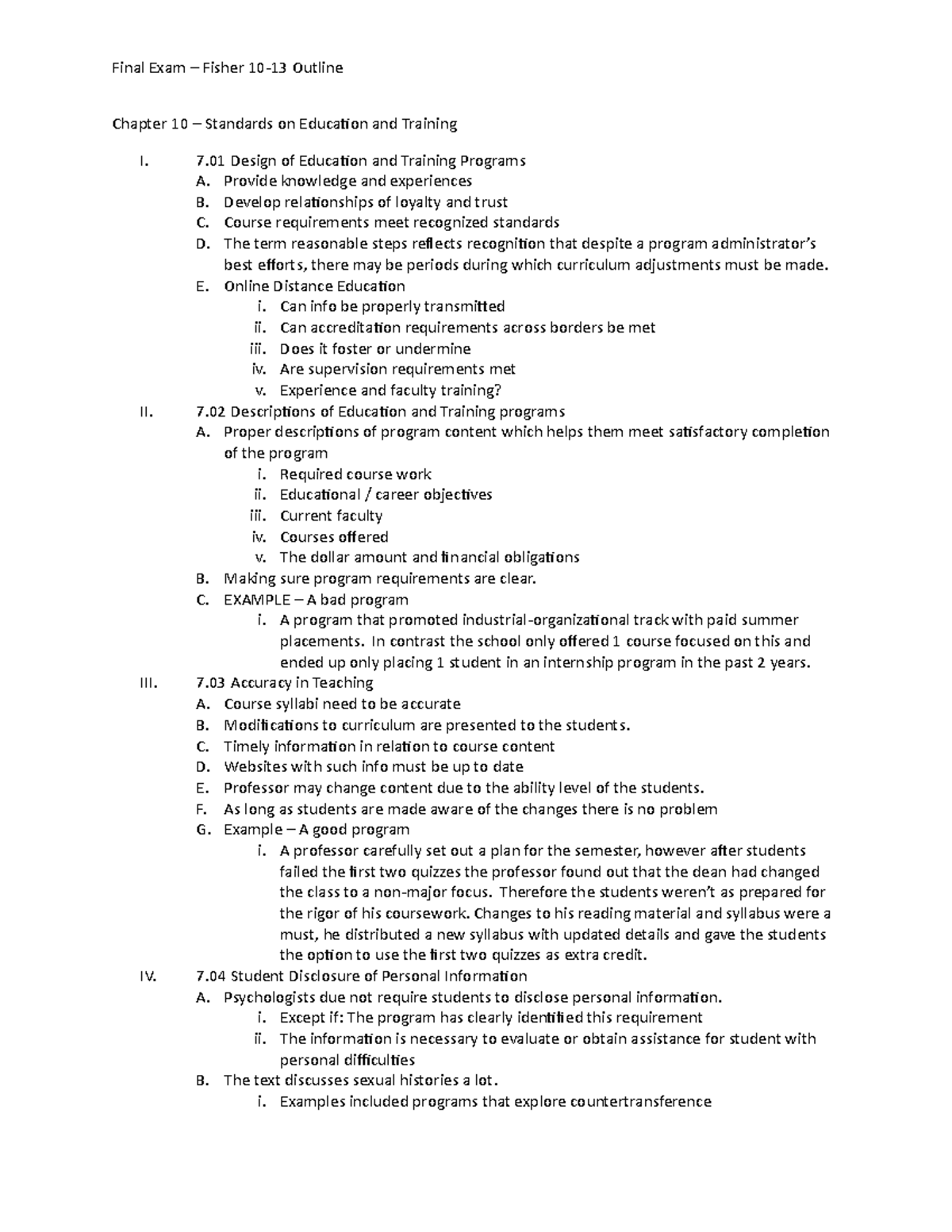 Fisher Chapter 10 Outline - Final Exam – Fisher 10-13 Outline Chapter ...