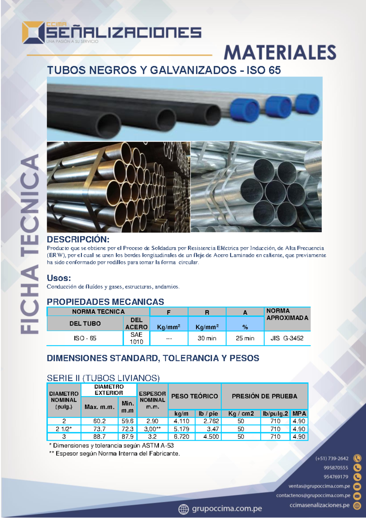 TUBO Redondo Galvanizado ISO65 - TUBOS NEGROS Y GALVANIZADOS - ISO 65 ...