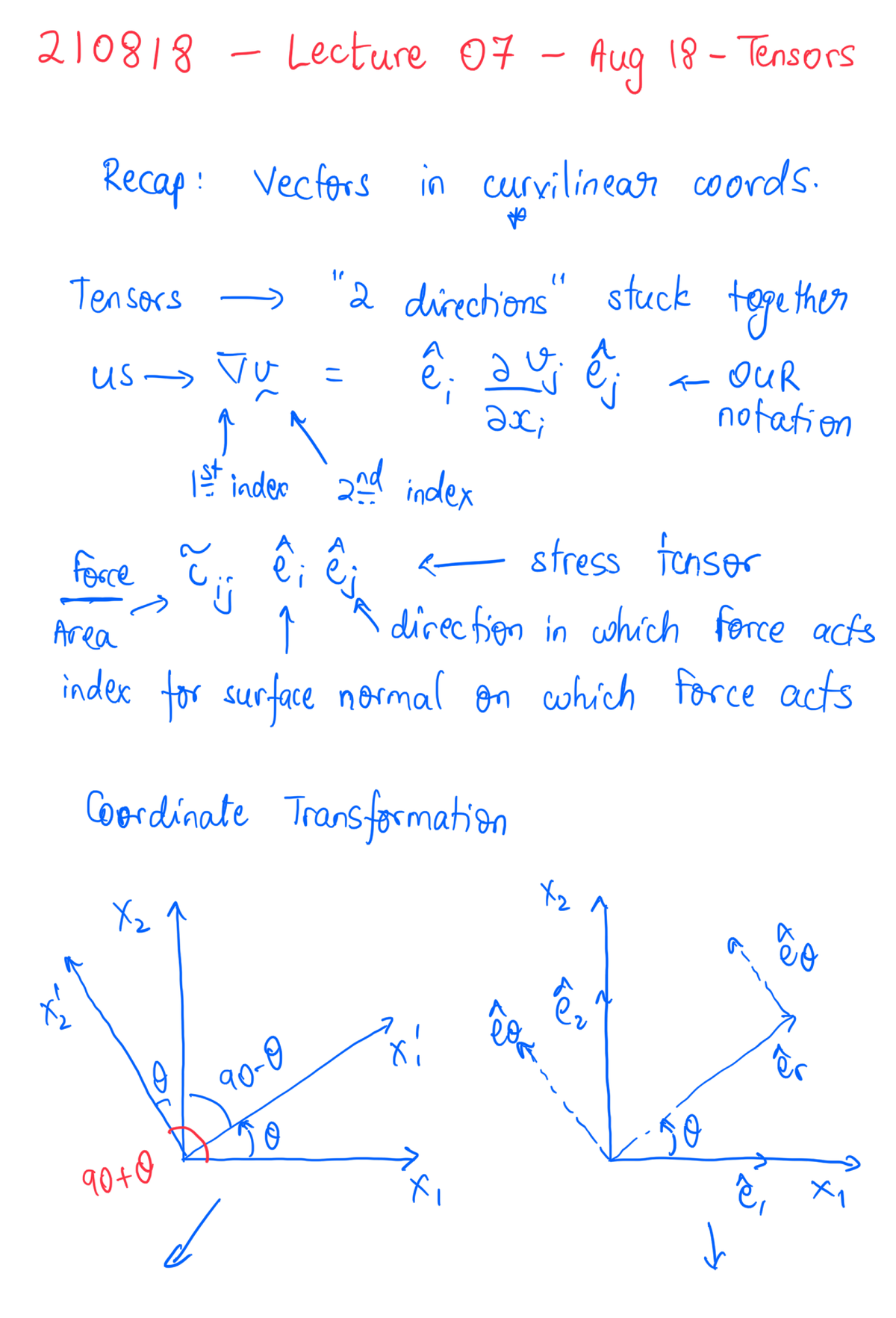 210818 - Lecture 07 - Aug 18 - Tensors - Introduction to Transport Phenomena - Studocu