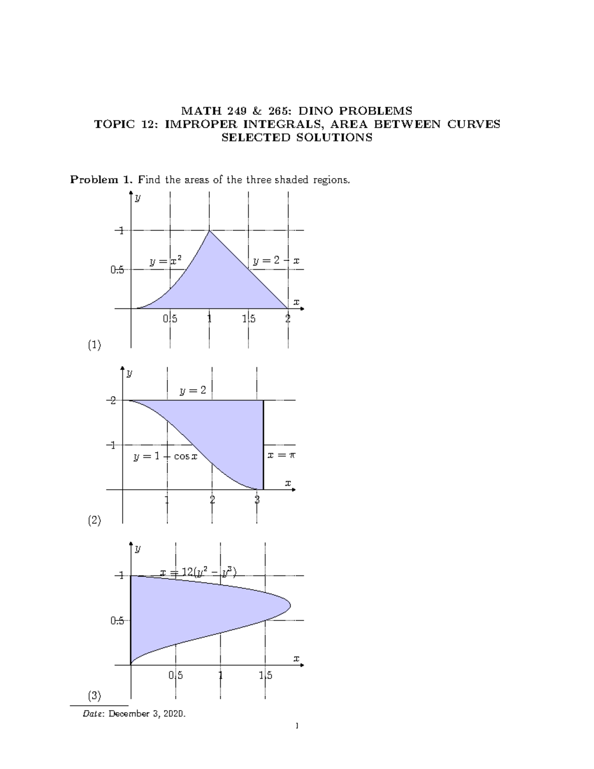 12 improper area-sol - dino problem soloutions topic 12 - MATH 249 ...