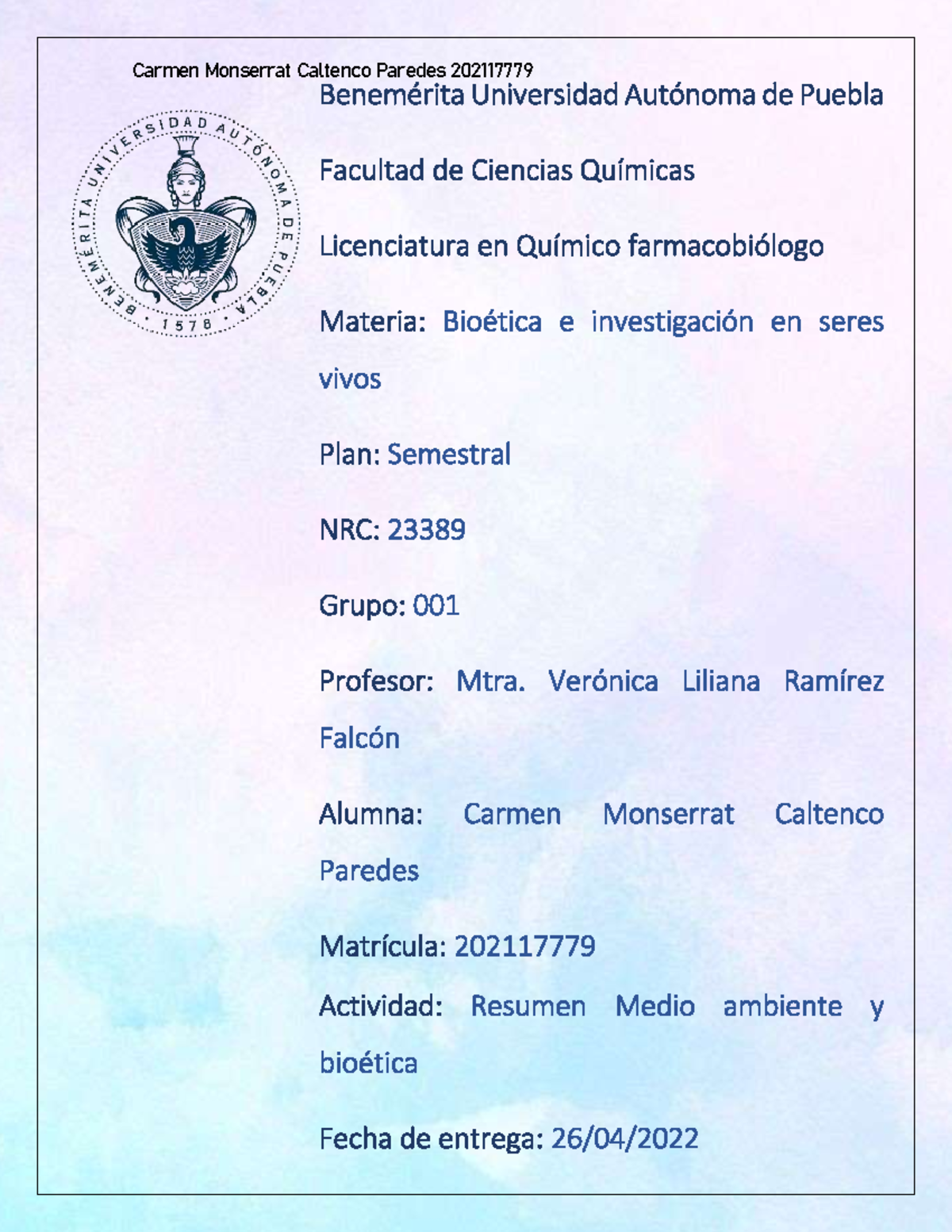 Resumen Medio Ambiente y Bioética Carmen Monserrat - Carmen Monserrat ...