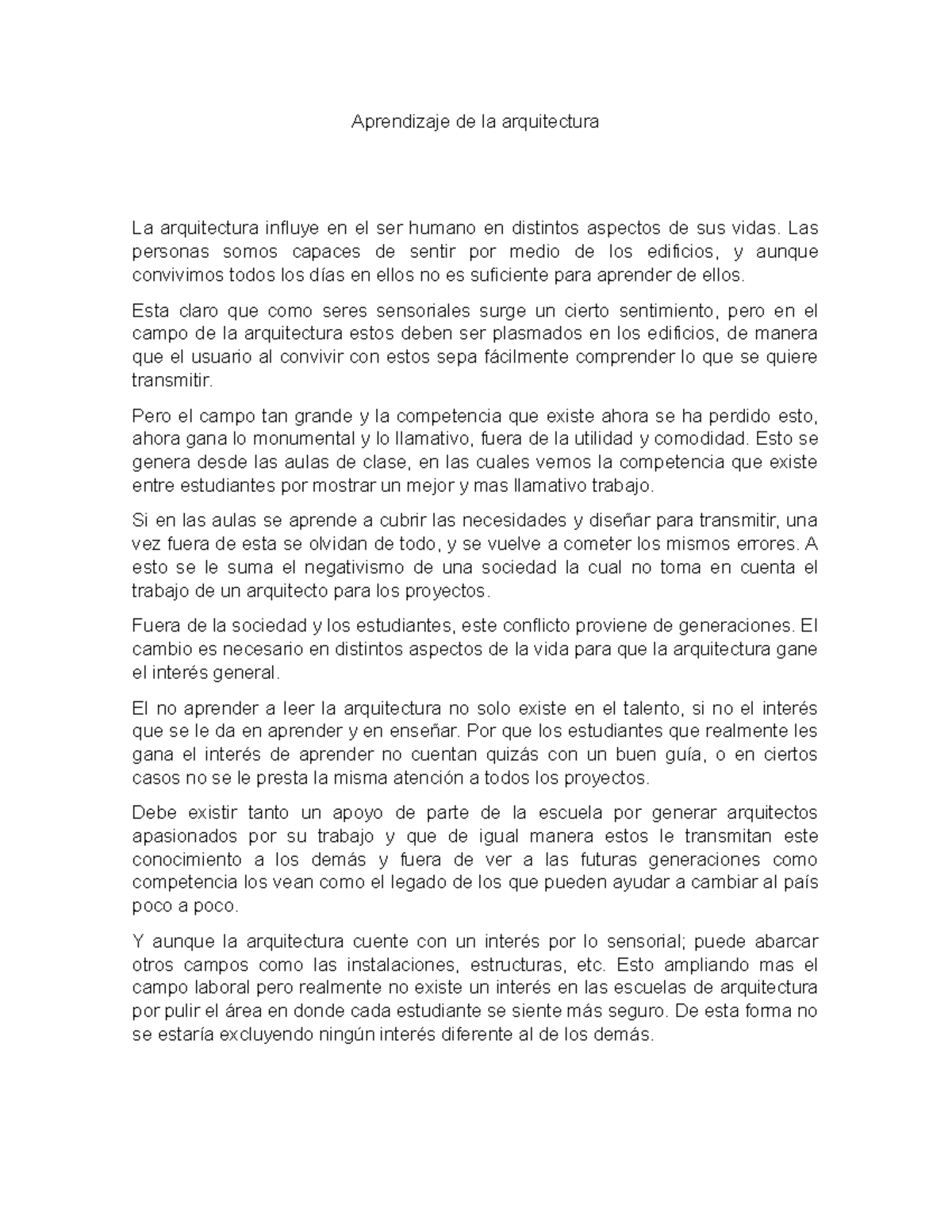 Aprendizaje de la arquitectura - Las personas somos capaces de sentir ...