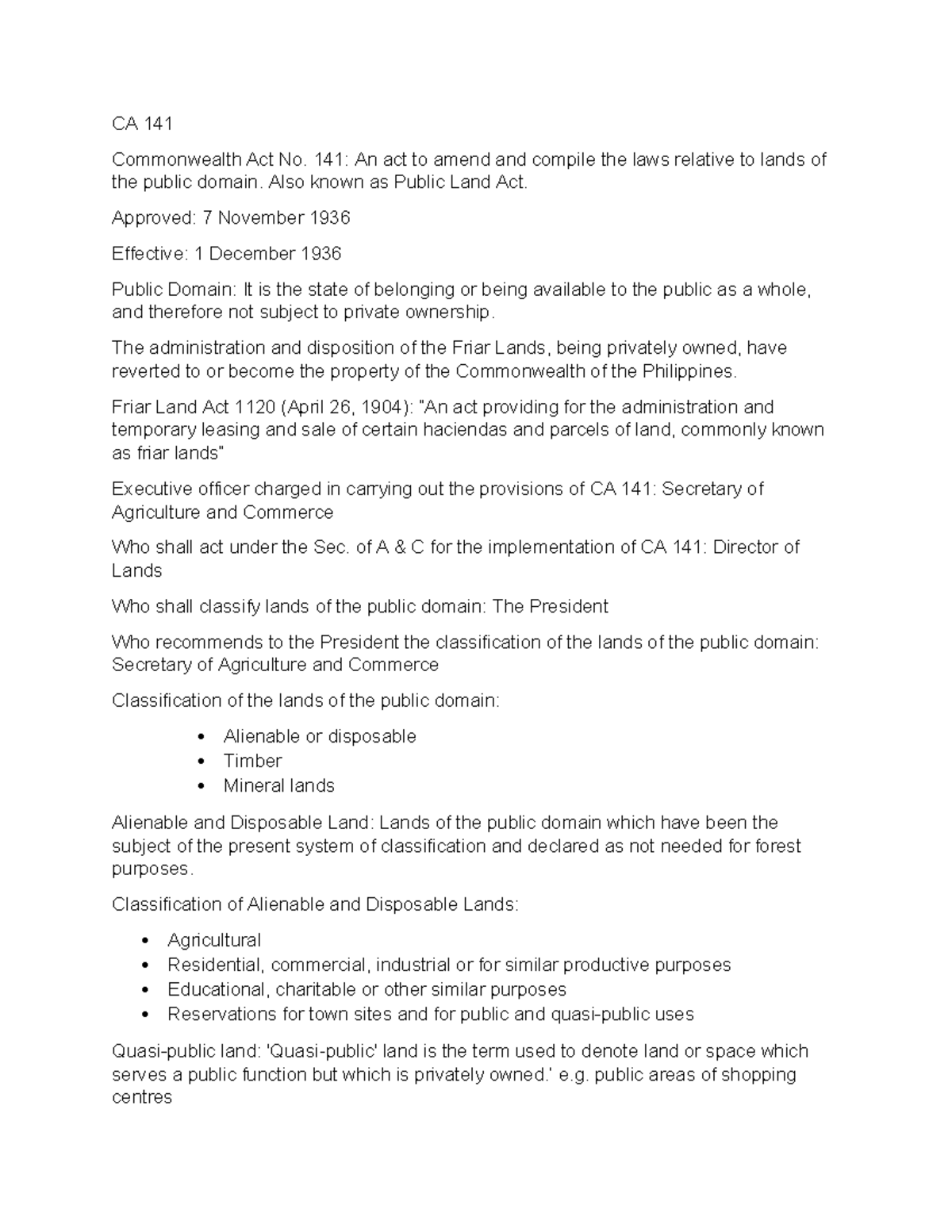 Ca-141-reconstitutio compress - CA 141 Commonwealth Act No. 141: An act ...