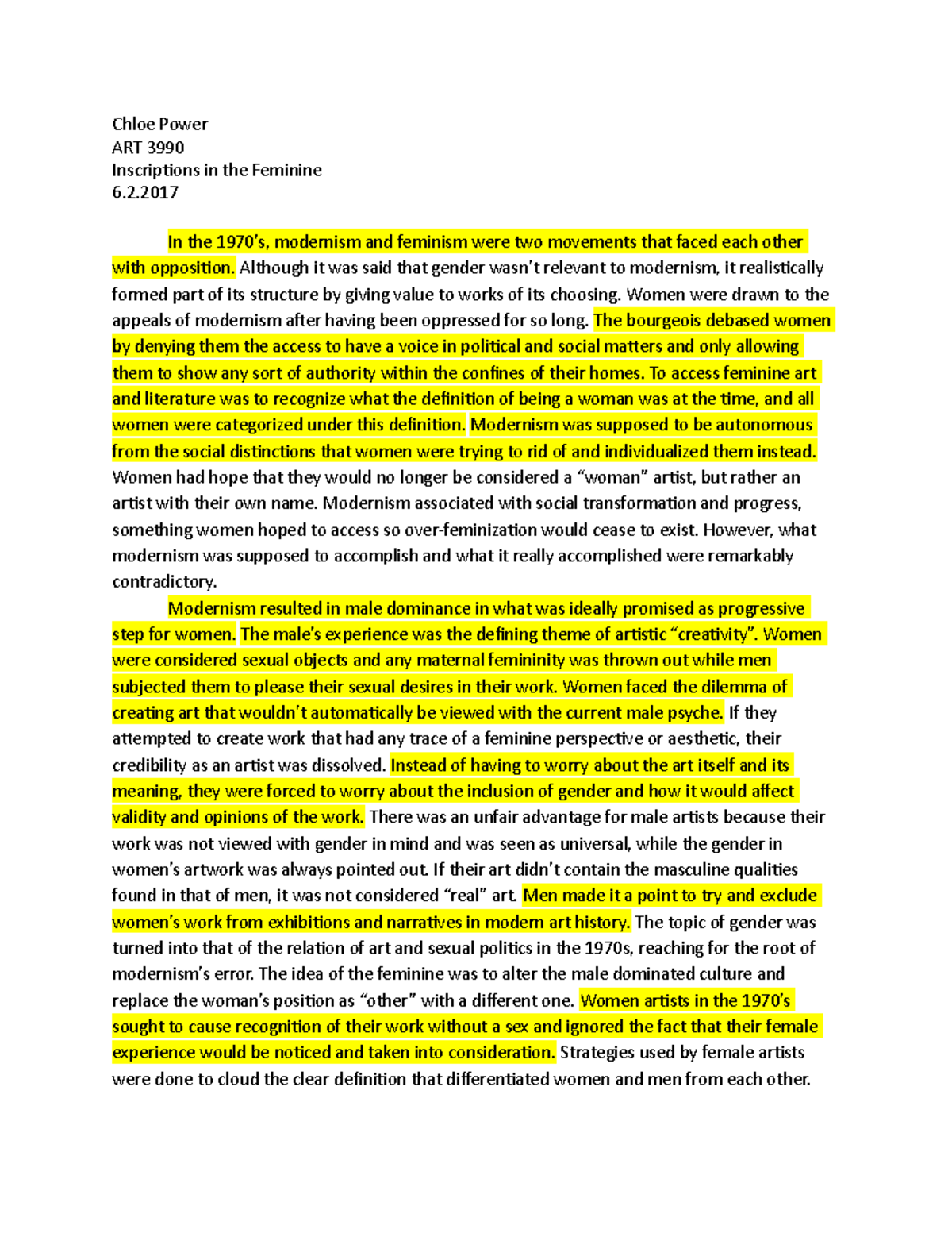 Chloe Power Essay 7 - A - Chloe Power ART 3990 Inscriptions in the ...