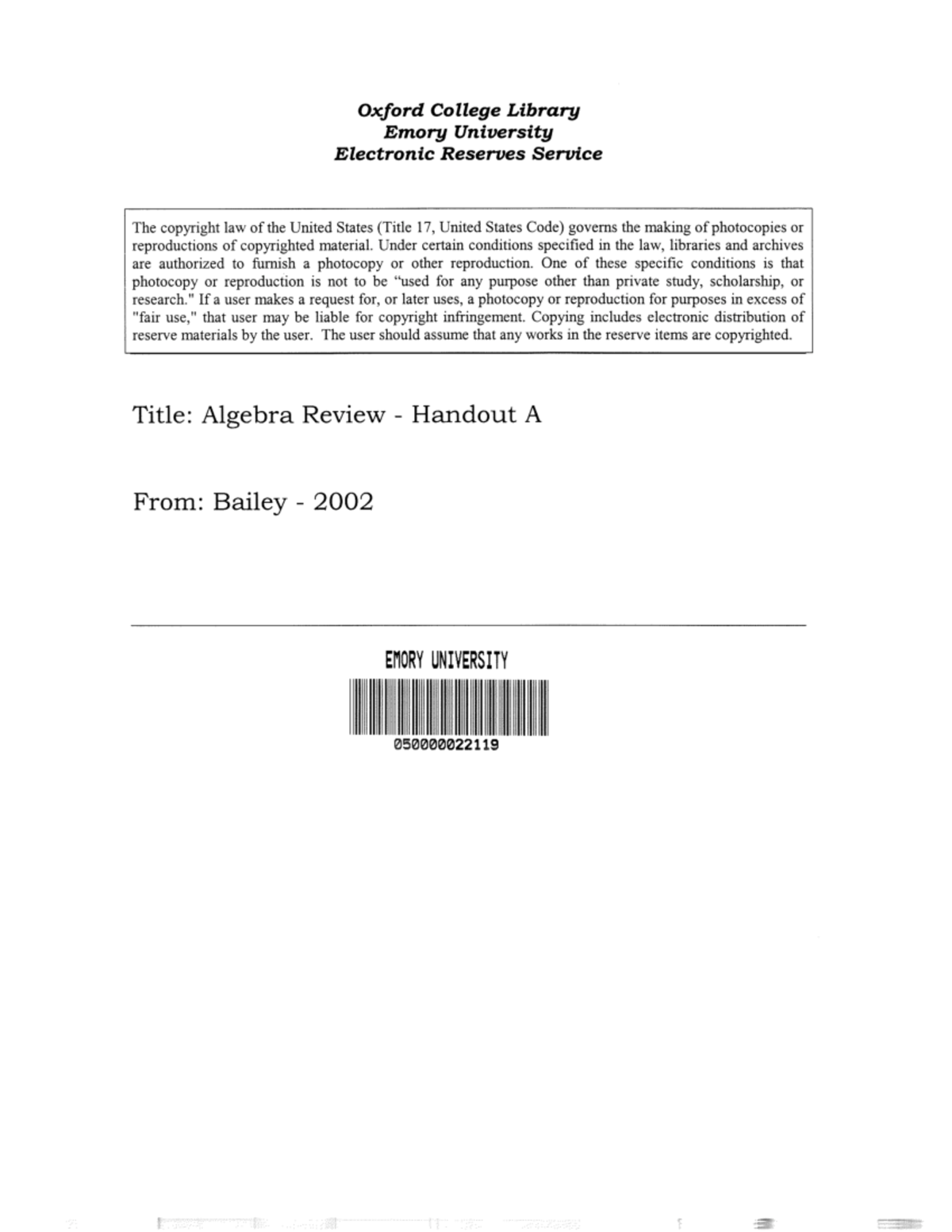 Algebra Review Handout A - MATH 111 - Studocu