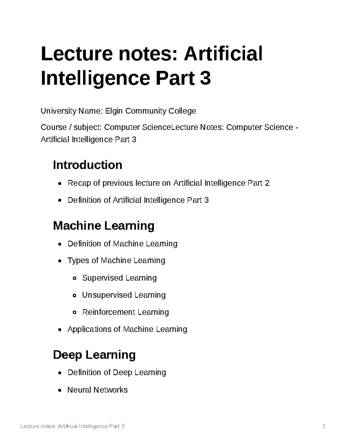 Lecture Notes Artificial Intelligence Part 3 Lecture Notes Artificial Intelligence Part 3 