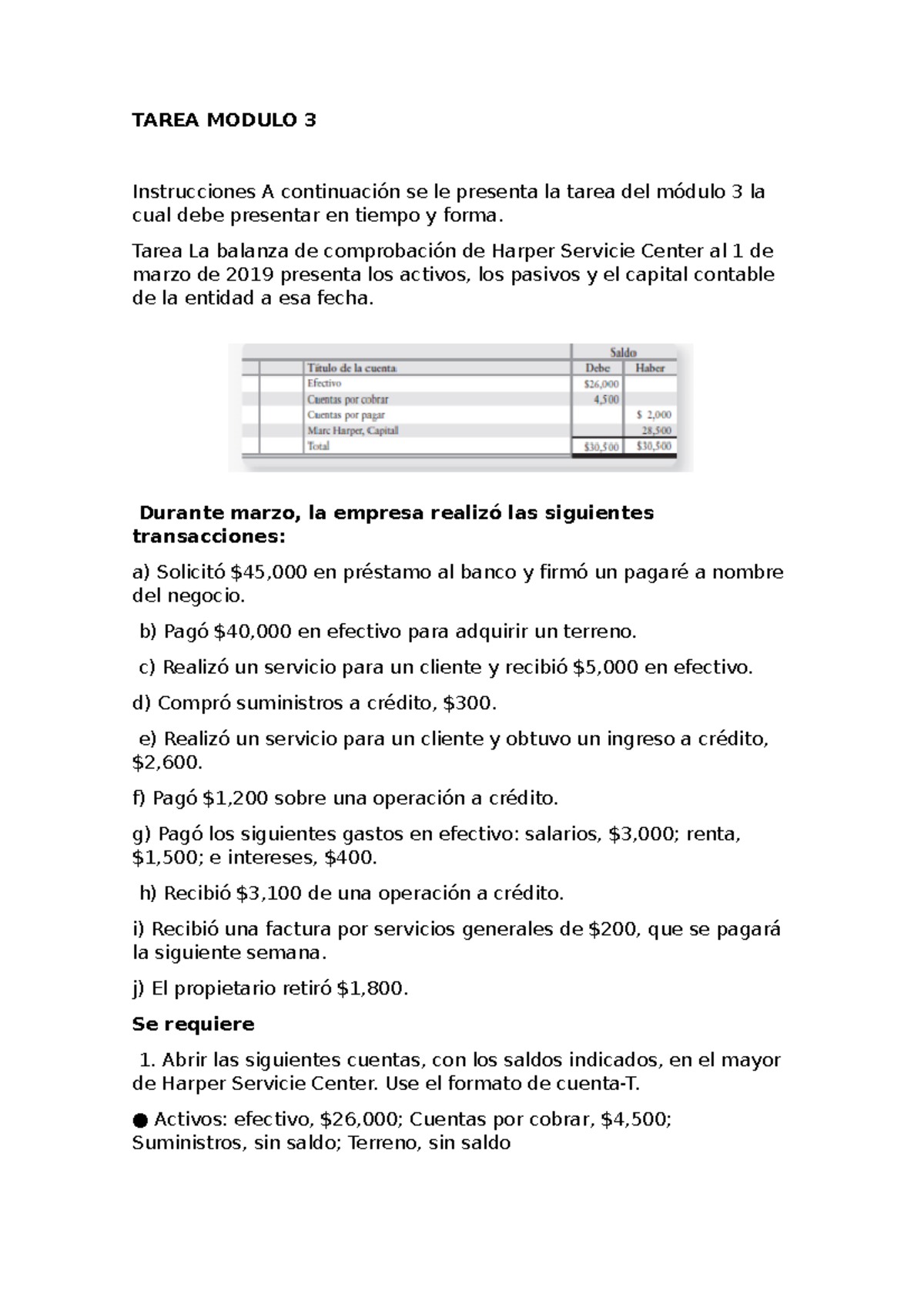 Tarea 3 contabilidad - Ejercicicios de los modulos. - TAREA MODULO 3 Instrucciones A ...