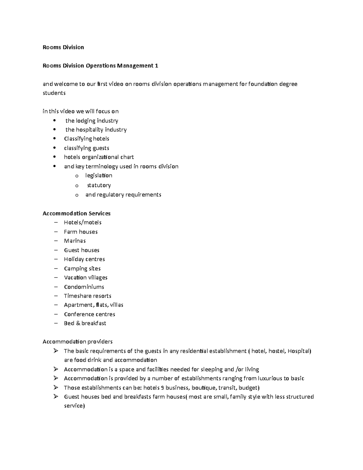 Rooms Division - Rooms Division Rooms Division Operations Management 1 ...