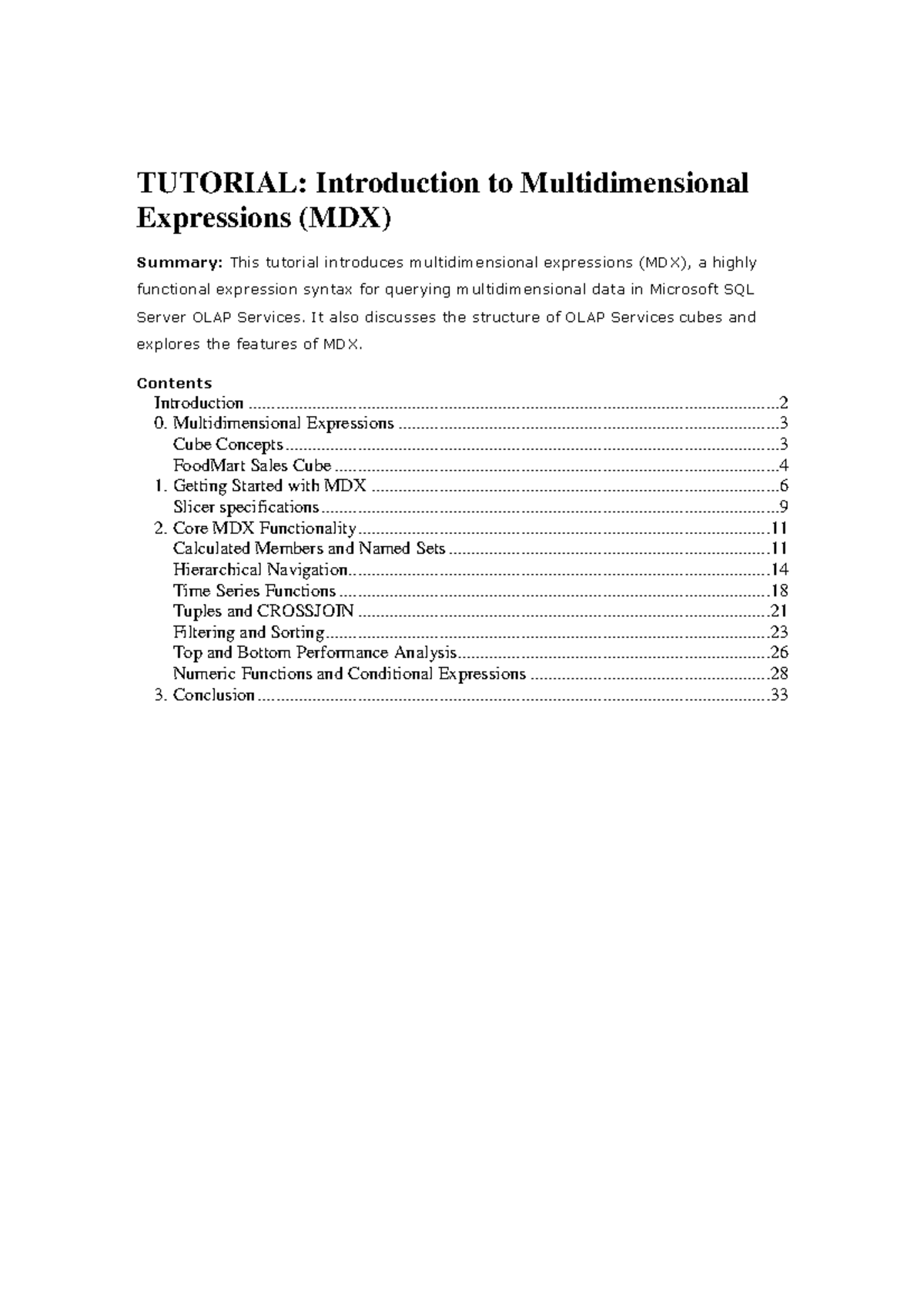 MDX - cơ sở dữ liệu nâng cao - TUTORIAL: Introduction to Multidimensional Expressions (MDX ...