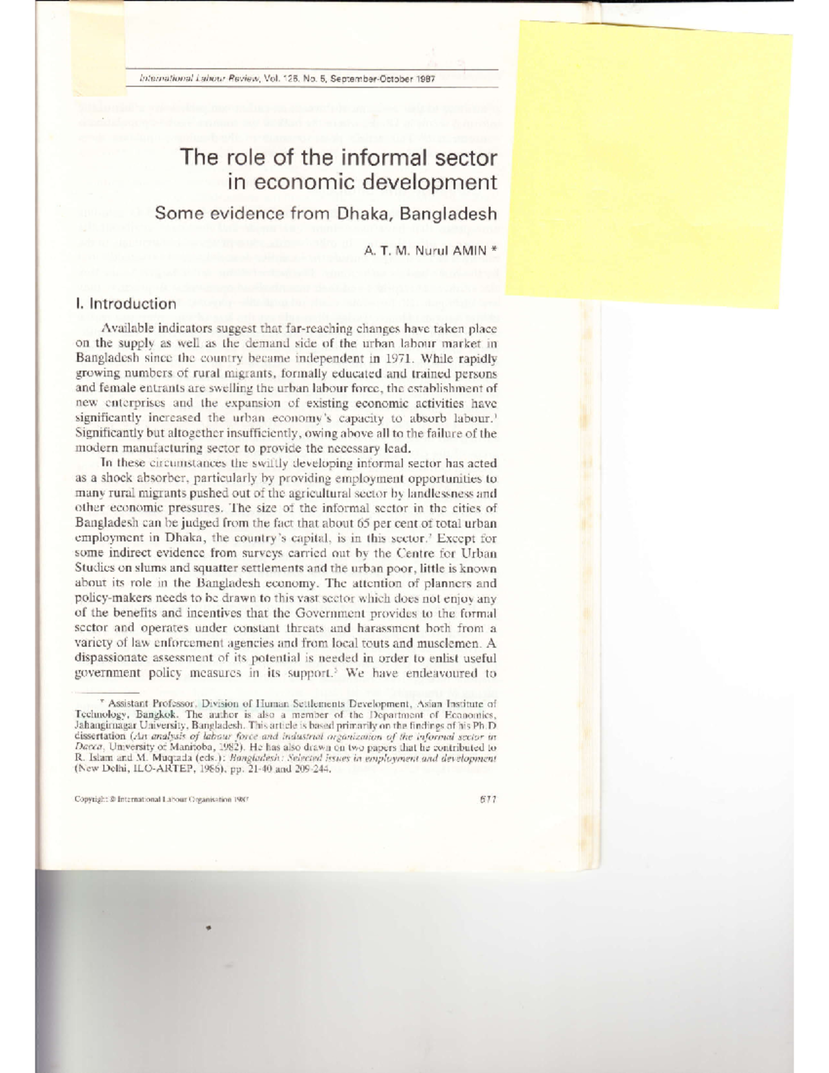 The Role of the Informal Sector in Economic Development - Studocu