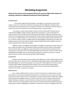 Assignment of Marketing - Assignment of Marketing Name: Umer Hassan ...