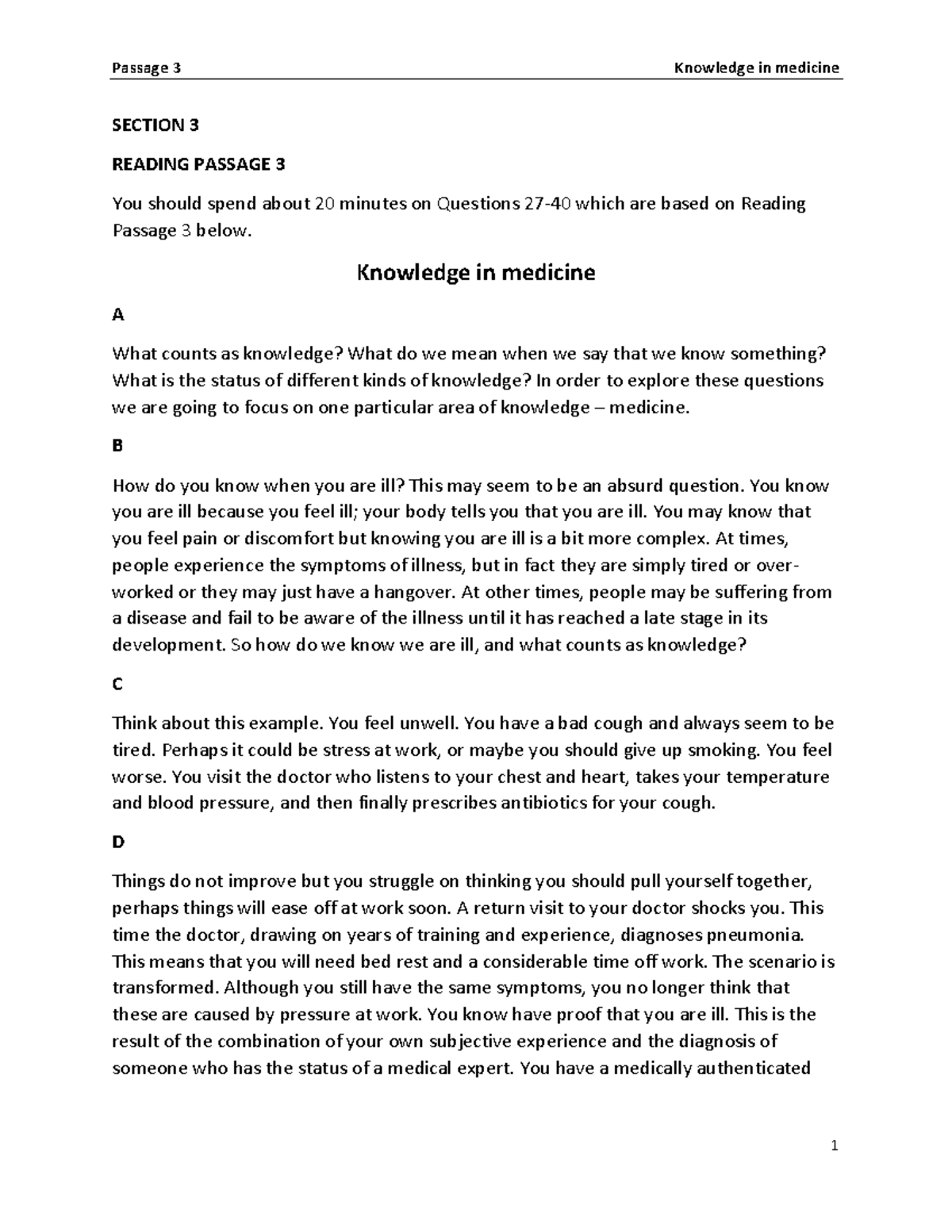 Knowledge in science - okay - SECTION 3 READING PASSAGE 3 You should ...