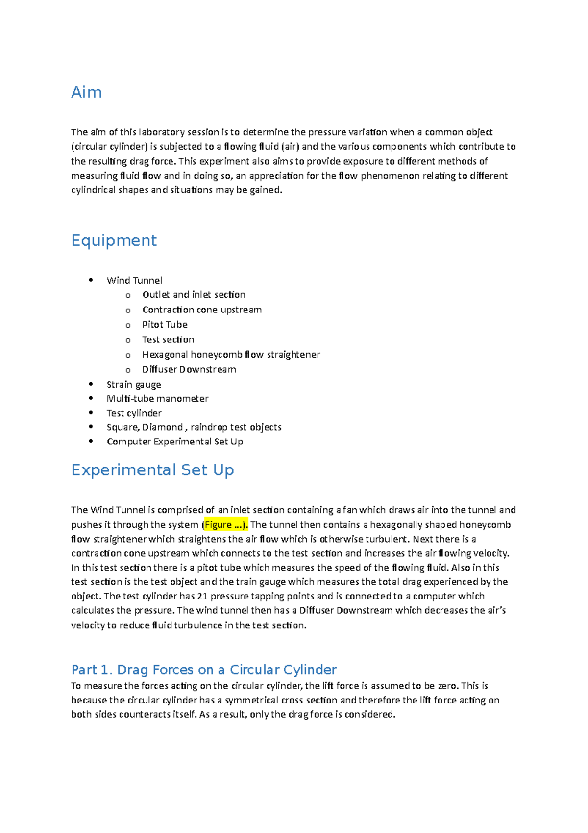 Fluids lab report 2018 - Intro and method - Aim The aim of this ...