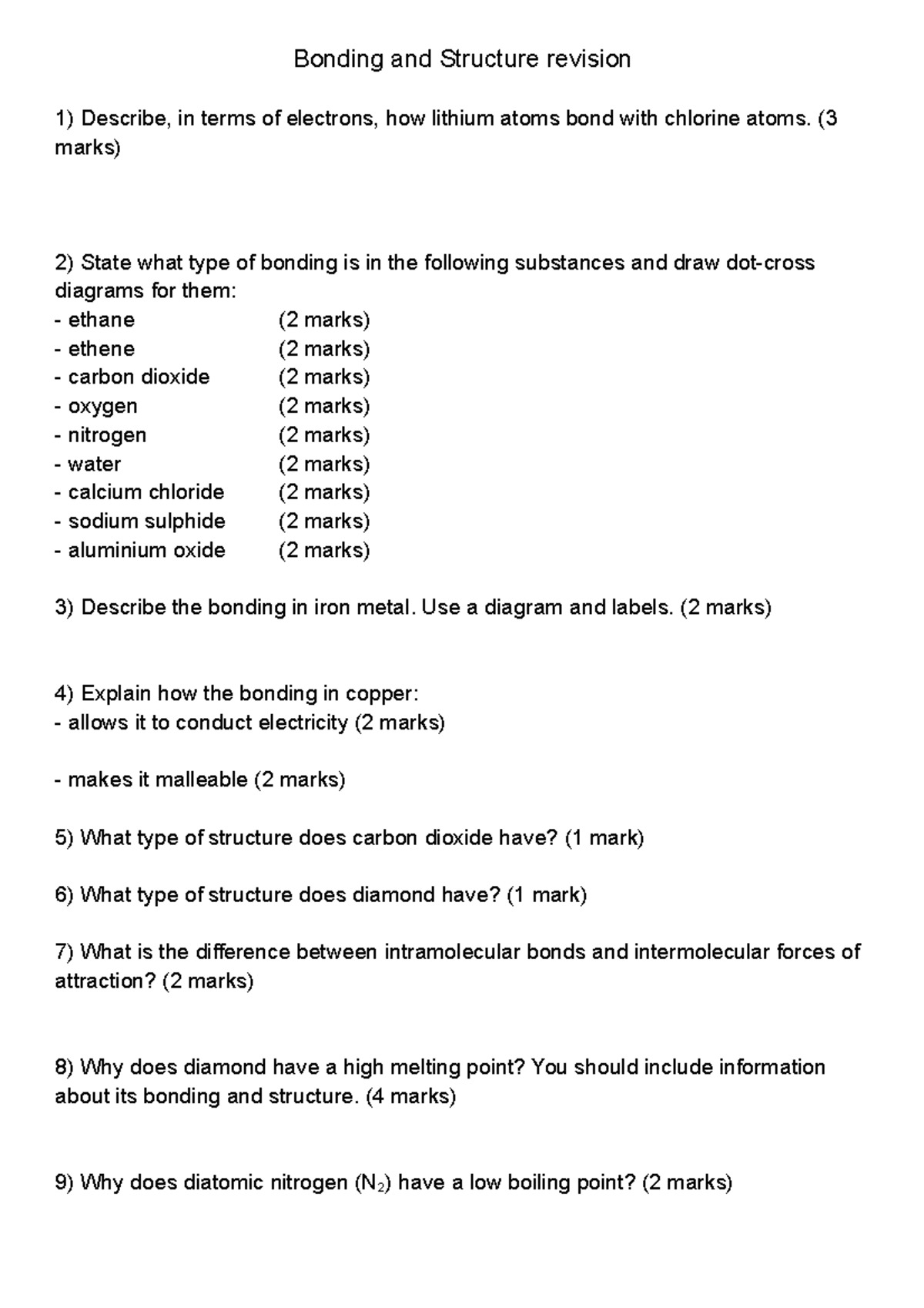 Bonding and structure revision - Bonding and Structure revision ...