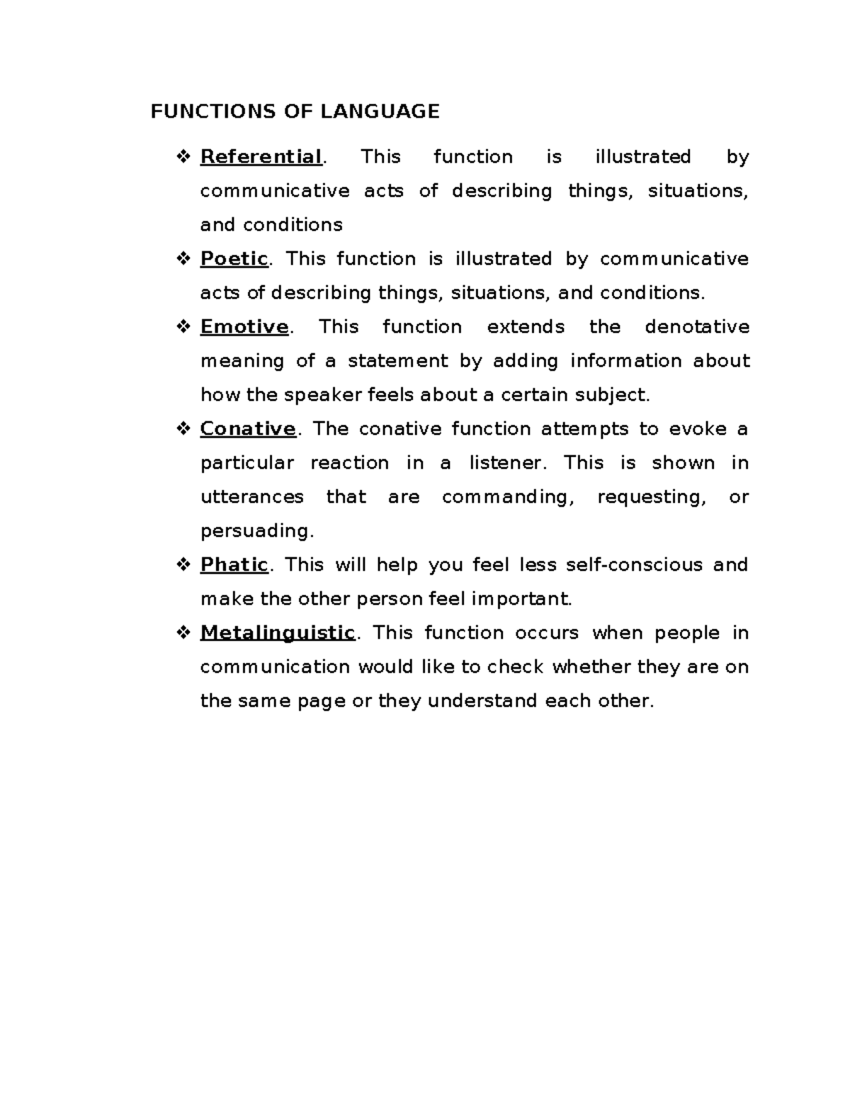 Functions OF Language - FUNCTIONS OF LANGUAGE Referential. This function is illustrated by - Studocu