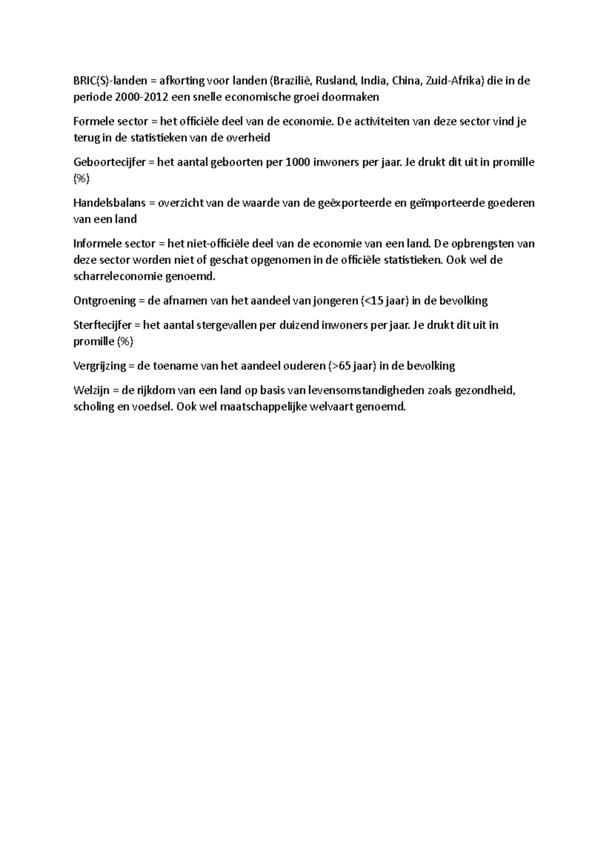 Ak toetsweek 1 - hoofdstuk 1 van buitenland ak - BRIC(S)-landen ...