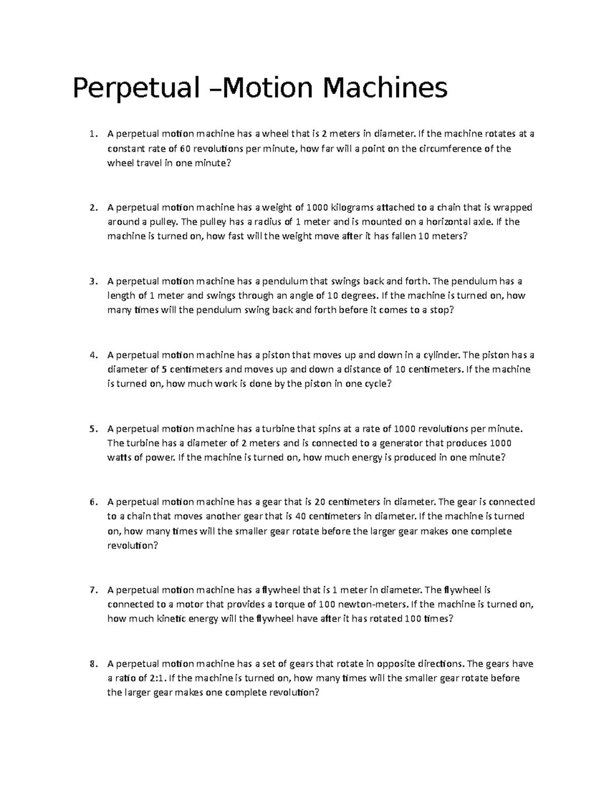 Perpetual-Motion Machines - Perpetual –Motion Machines A perpetual ...