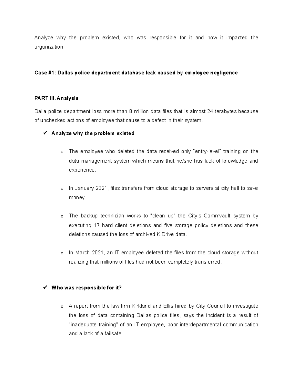 CASE- Study revised - i hope it can help - Analyze why the problem ...