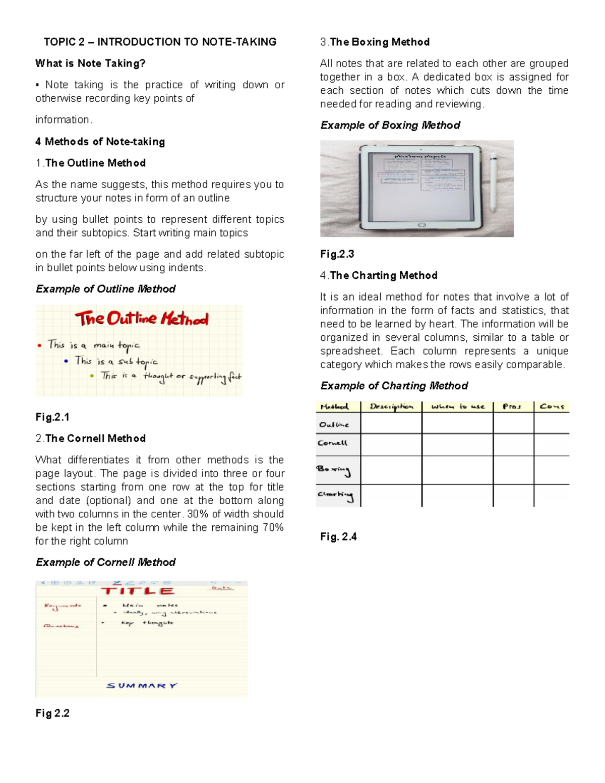 Topic 2 Note Taking - TOPIC 2 – INTRODUCTION TO NOTE-TAKING What is ...