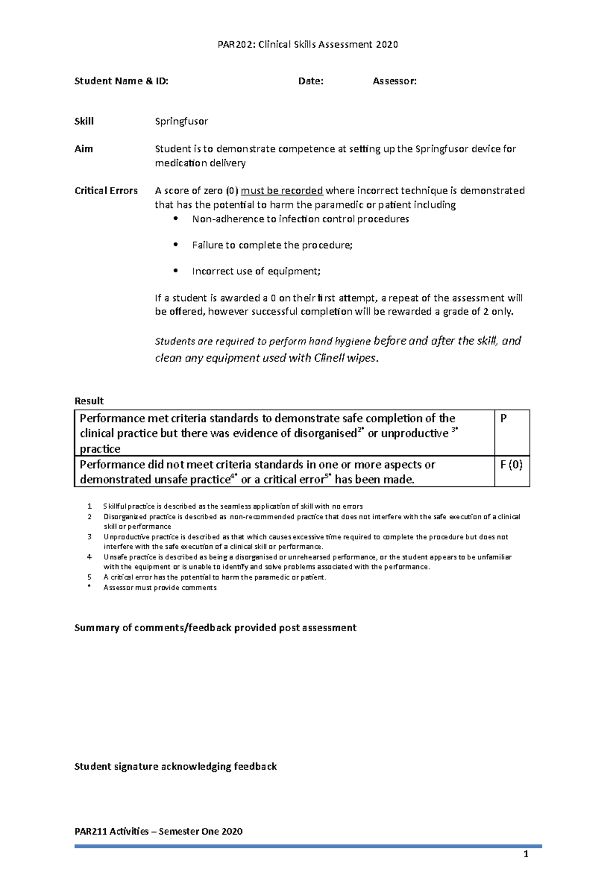 Clinical Skills IV Springfusor device PAR202 - PAR202: Clinical Skills ...
