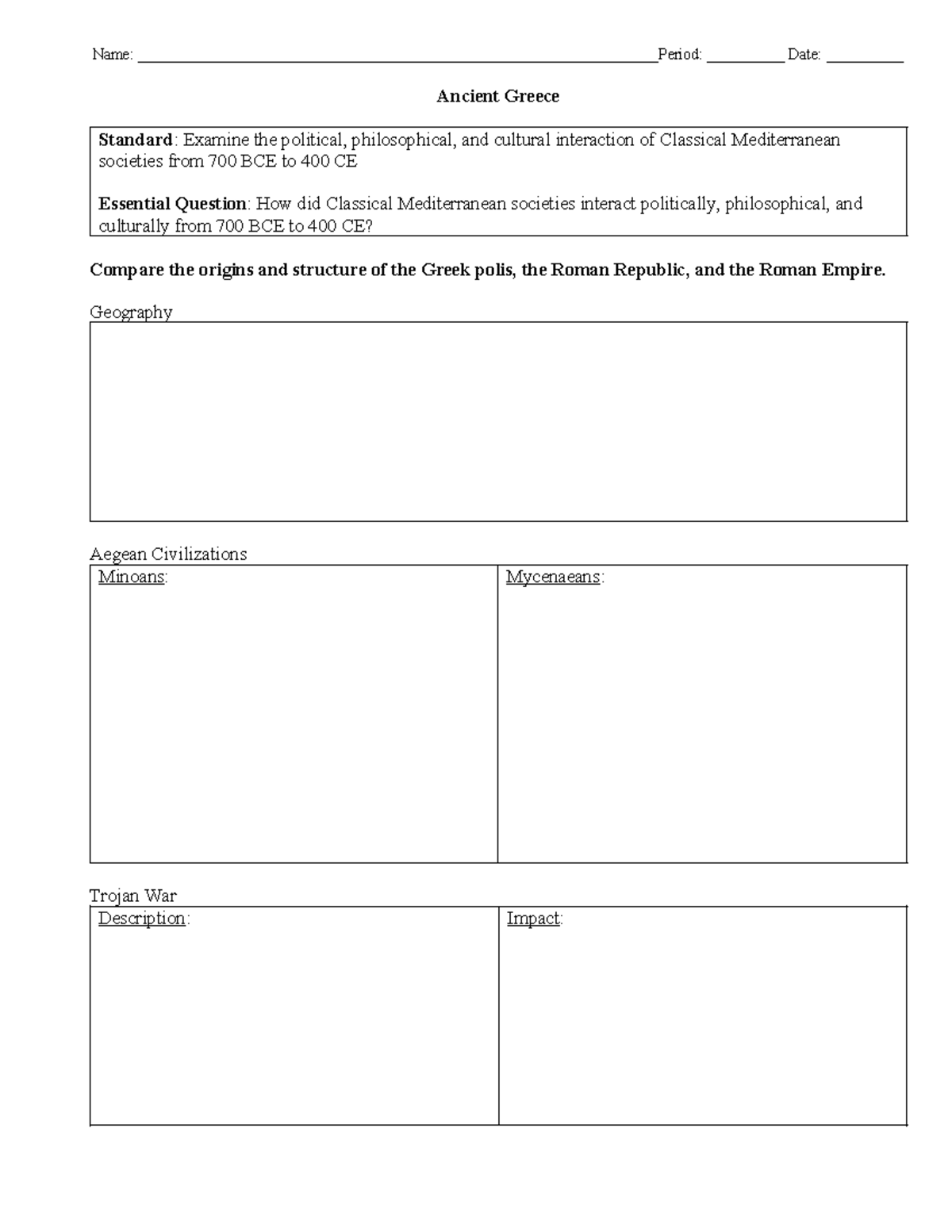 Ancient Greece Handout S - Name: - Studocu