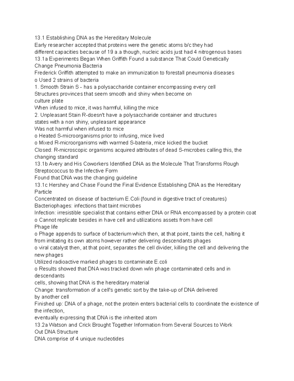 Molecular bio chpt 13 notes - 13 Establishing DNA as the Hereditary ...