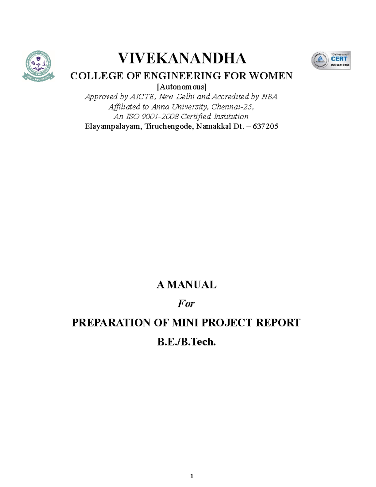 MINI Project Report-UG re - VIVEKANANDHA COLLEGE OF ENGINEERING FOR ...
