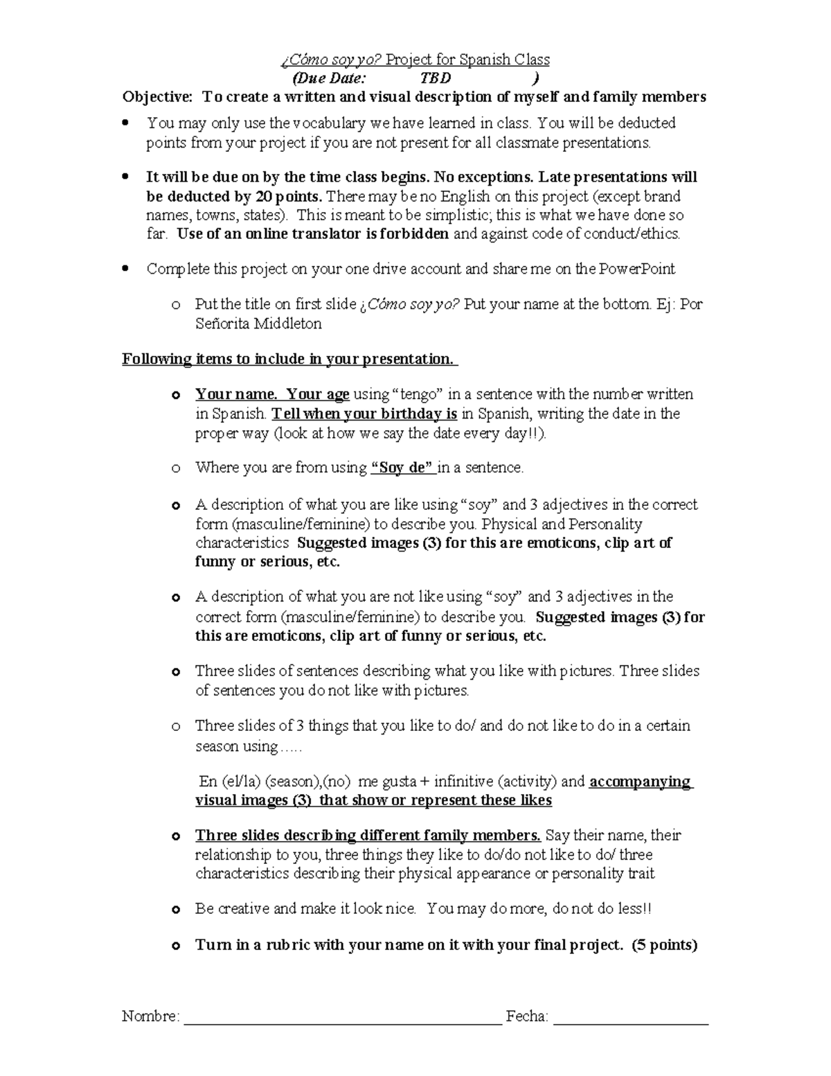 Quien-soy-yo-project 1 - ¿Cómo soy yo? Project for Spanish Class (Due ...