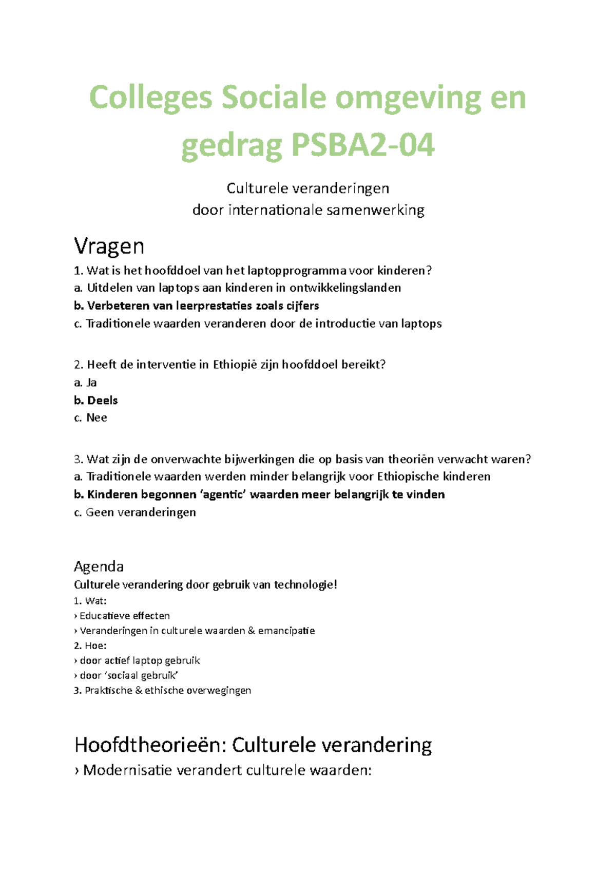 Colleges Sociale omgeving en gedrag PSBA2 - Colleges Sociale omgeving ...