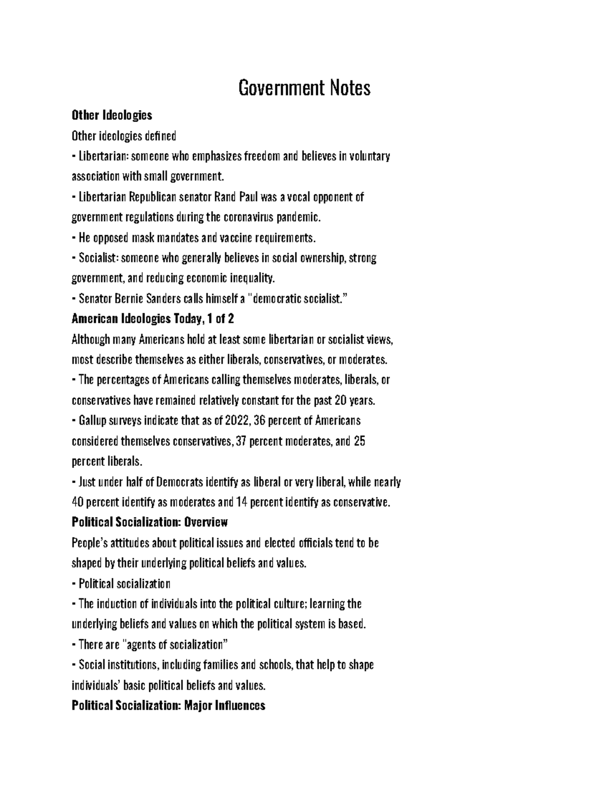 Public Opinion Government Notes - Government Notes Other Ideologies ...