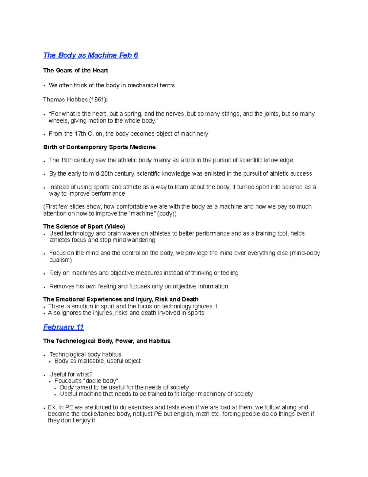 Unit 14 Body as Machine - notes - The Body as Machine Feb 6 The Gears ...