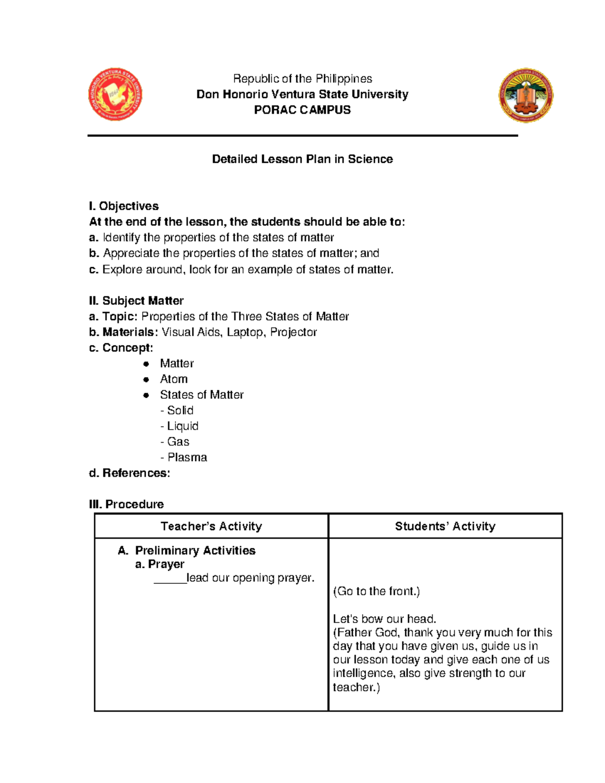 Final Properties OF Matter 2 - Republic of the Philippines Don Honorio ...